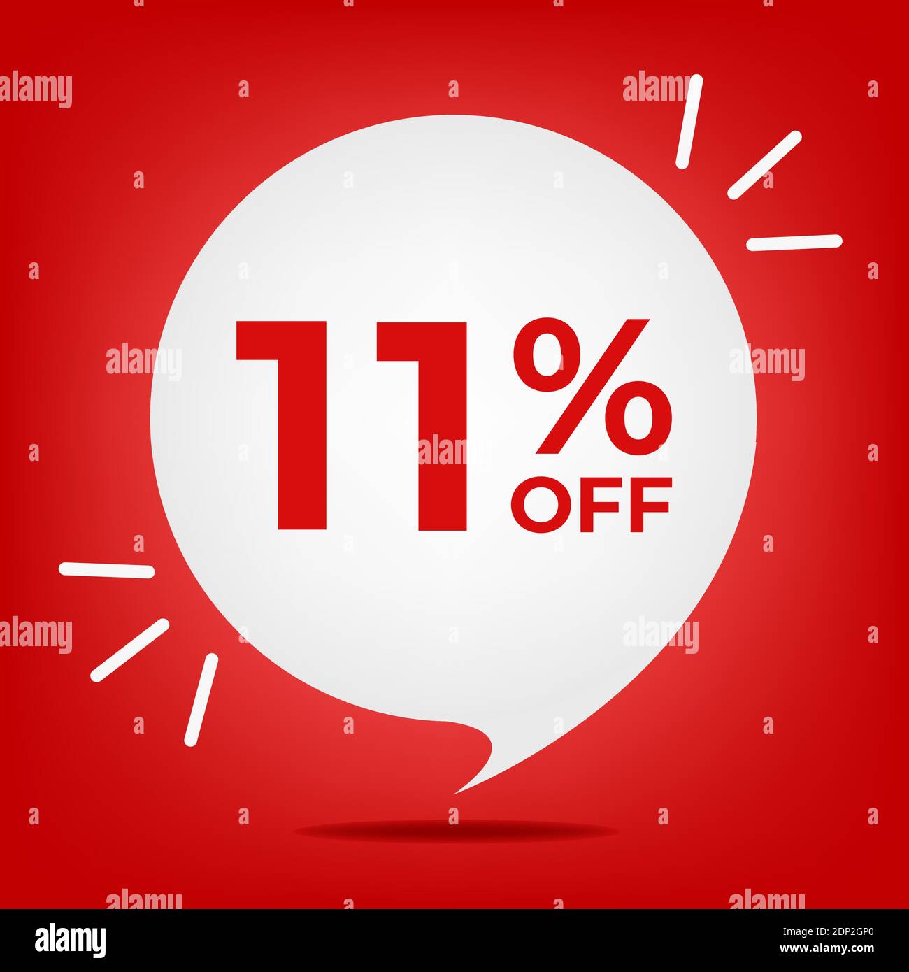 11 percent off. Banner with eleven percent discount. White bubble on a ...