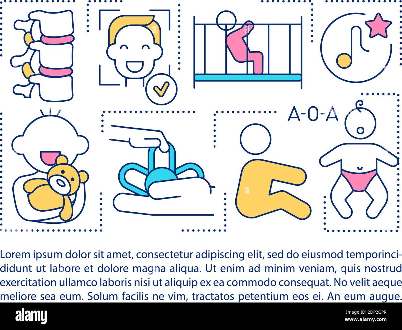 Early childhood development milestones concept icon with text Stock ...