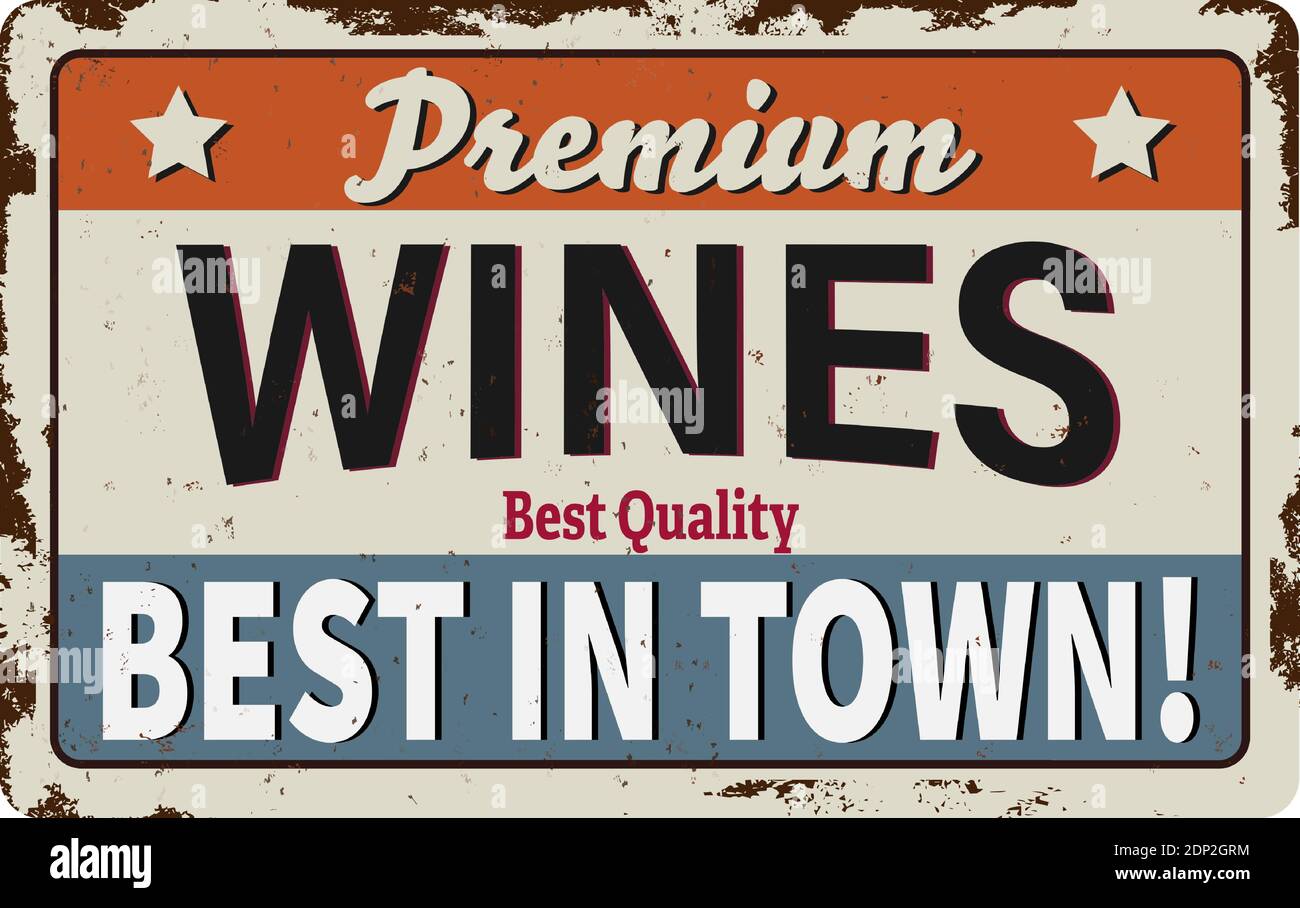Vintage metal sign for wine shop on white Stock Vector Image & Art - Alamy