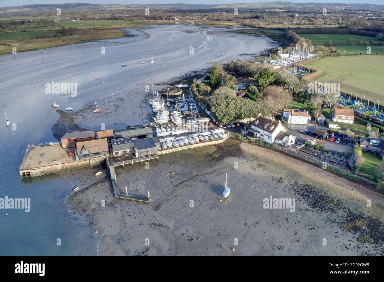 Aerial View of Dell Quay a scenic sailing destination situated in an ...