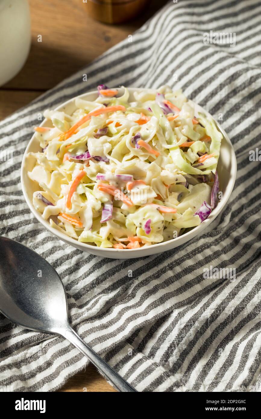 Homemade Creamy Cabbage Coleslaw with Mayo and Carrots Stock Photo - Alamy
