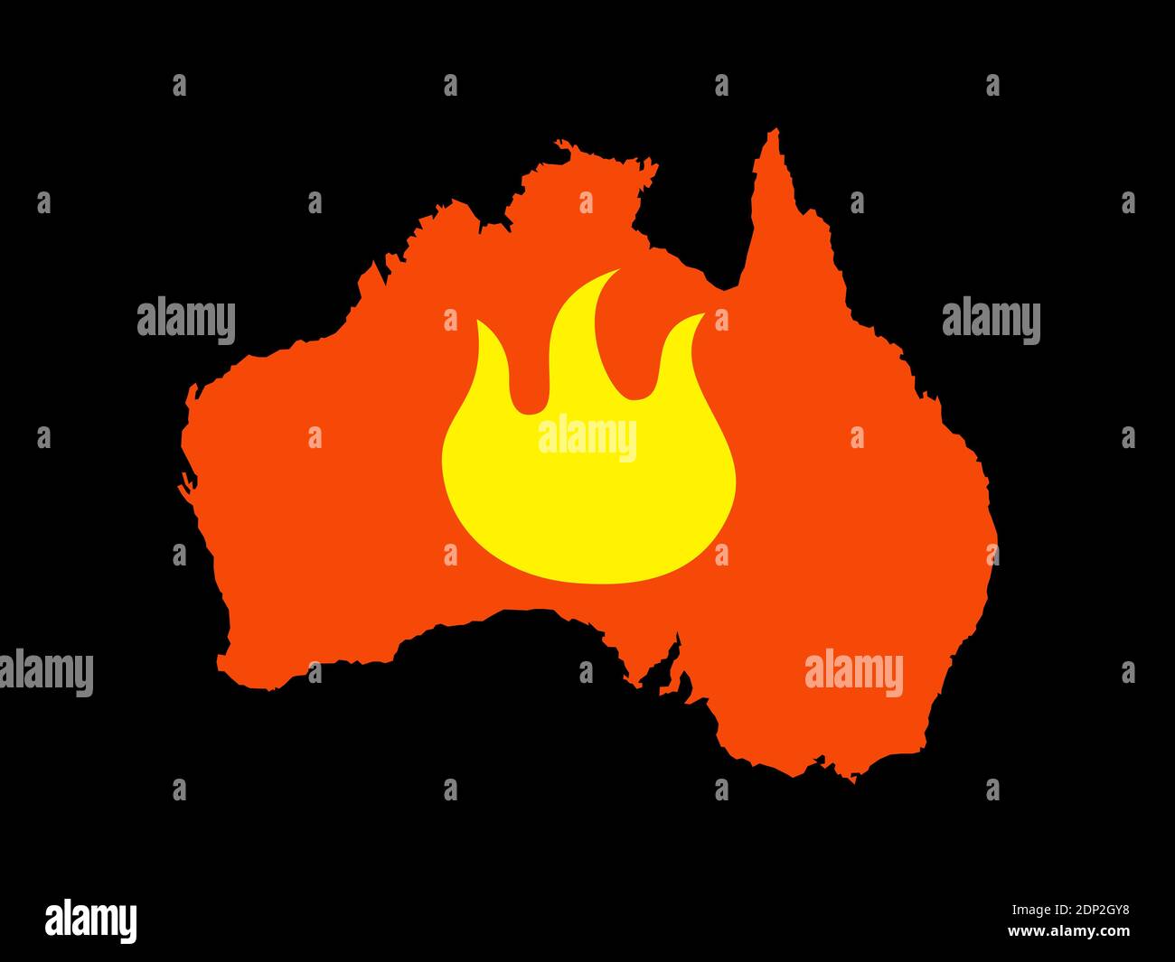 Fire in Australia. Natural disaster in country and state. Vector ...