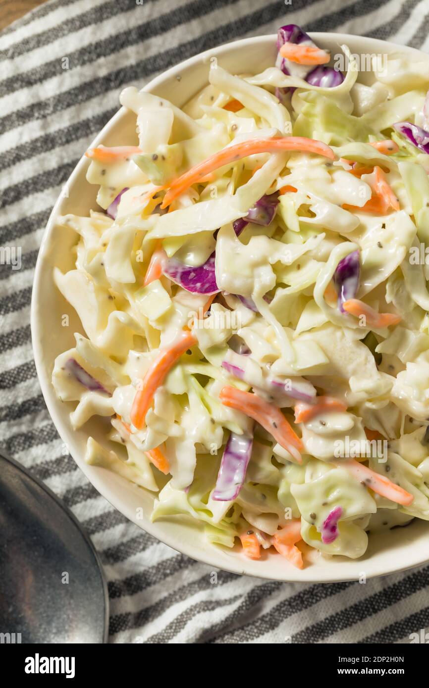 Homemade Creamy Cabbage Coleslaw with Mayo and Carrots Stock Photo - Alamy