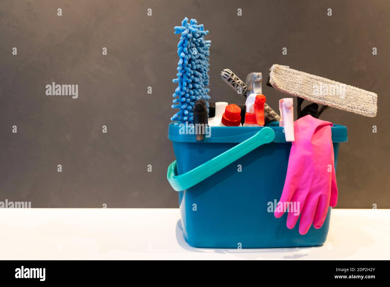 Professional cleaning bucket with accessories. Cleaning products ...