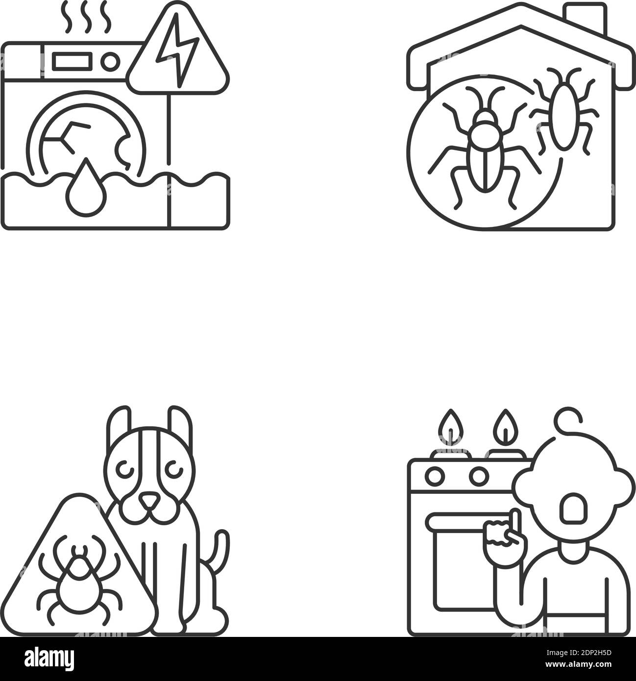 Unsafe home situations linear icons set Stock Vector Image & Art - Alamy