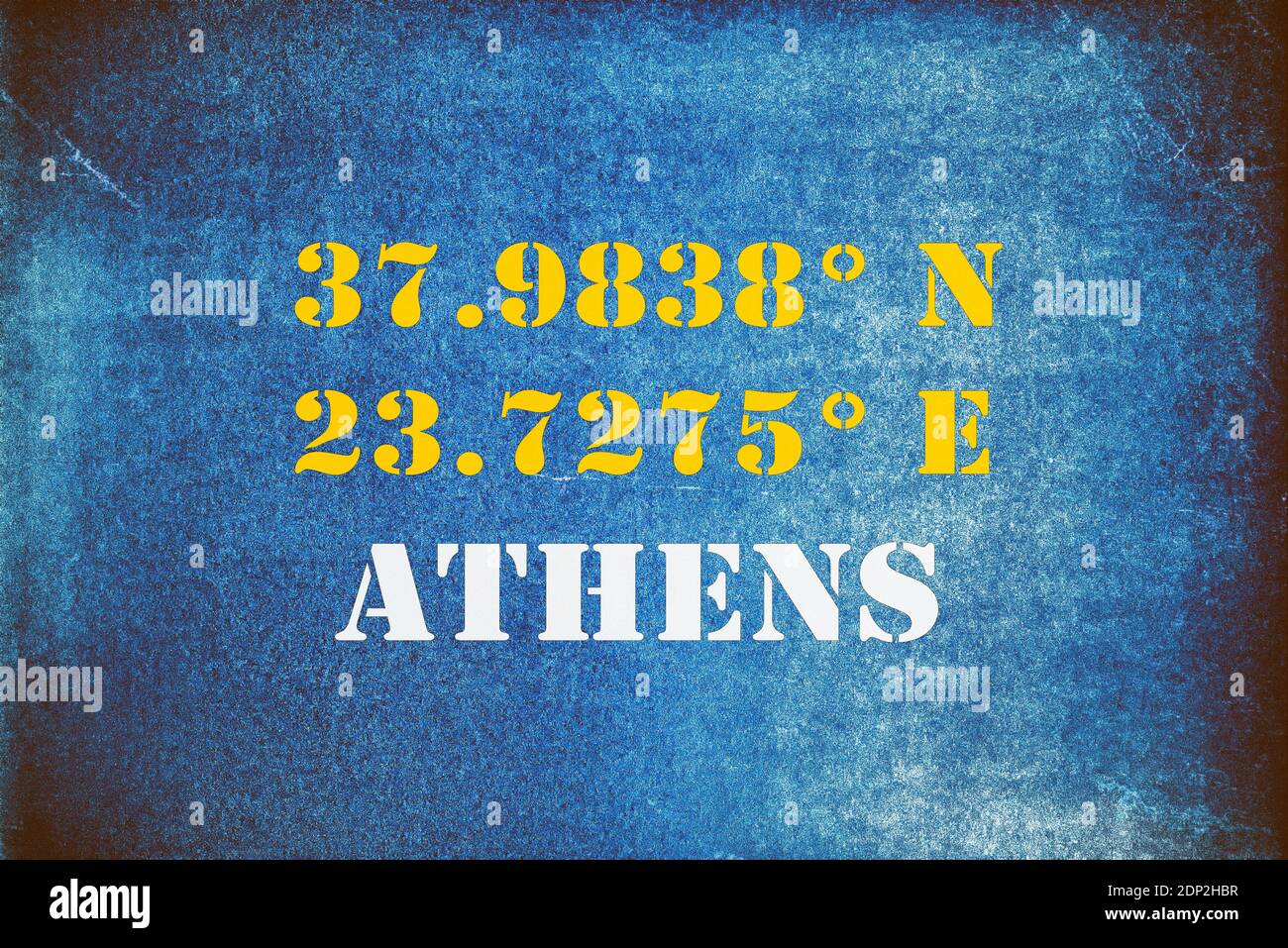 GPS coordinates for Athens Greece with a vintage/retro typography ...