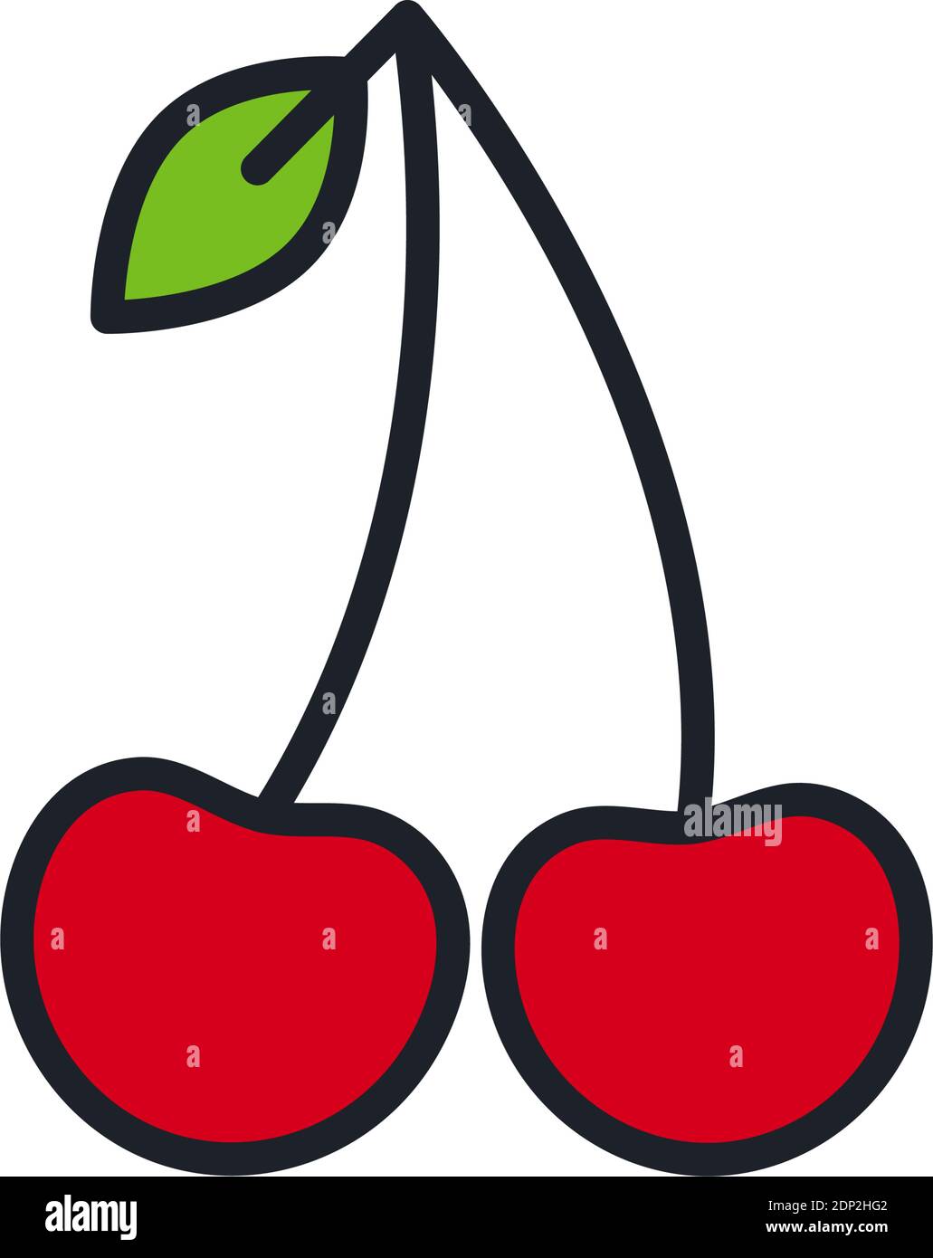 Cherry icon. Linear color icon, contour, shape, outline. Thin line ...