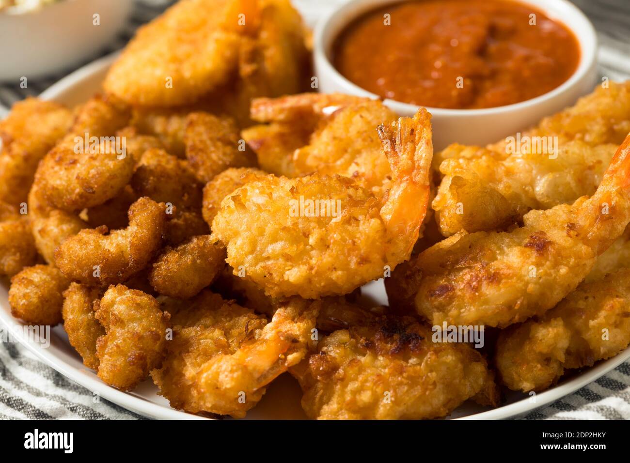 Homemade Deep Fried Shrimp Platter with Cocktail Sauce Stock Photo - Alamy