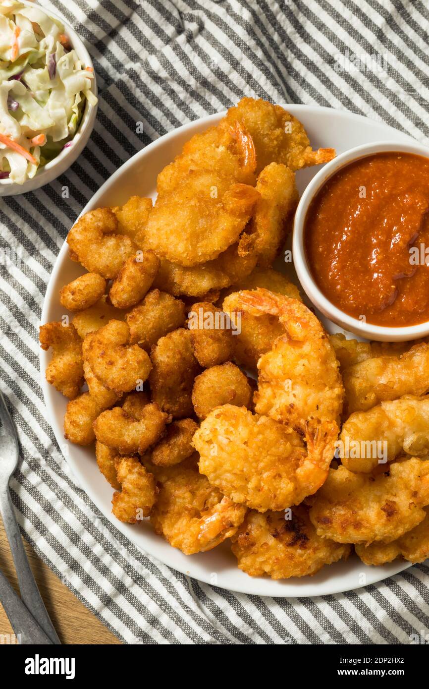 Homemade Deep Fried Shrimp Platter with Cocktail Sauce Stock Photo - Alamy