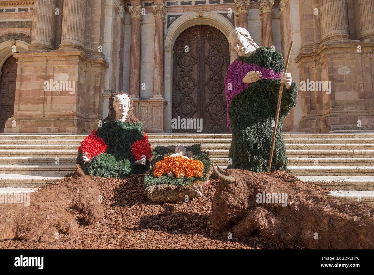 Nativity scene, Belén in front of the Cathedral of Malaga, Costa del ...