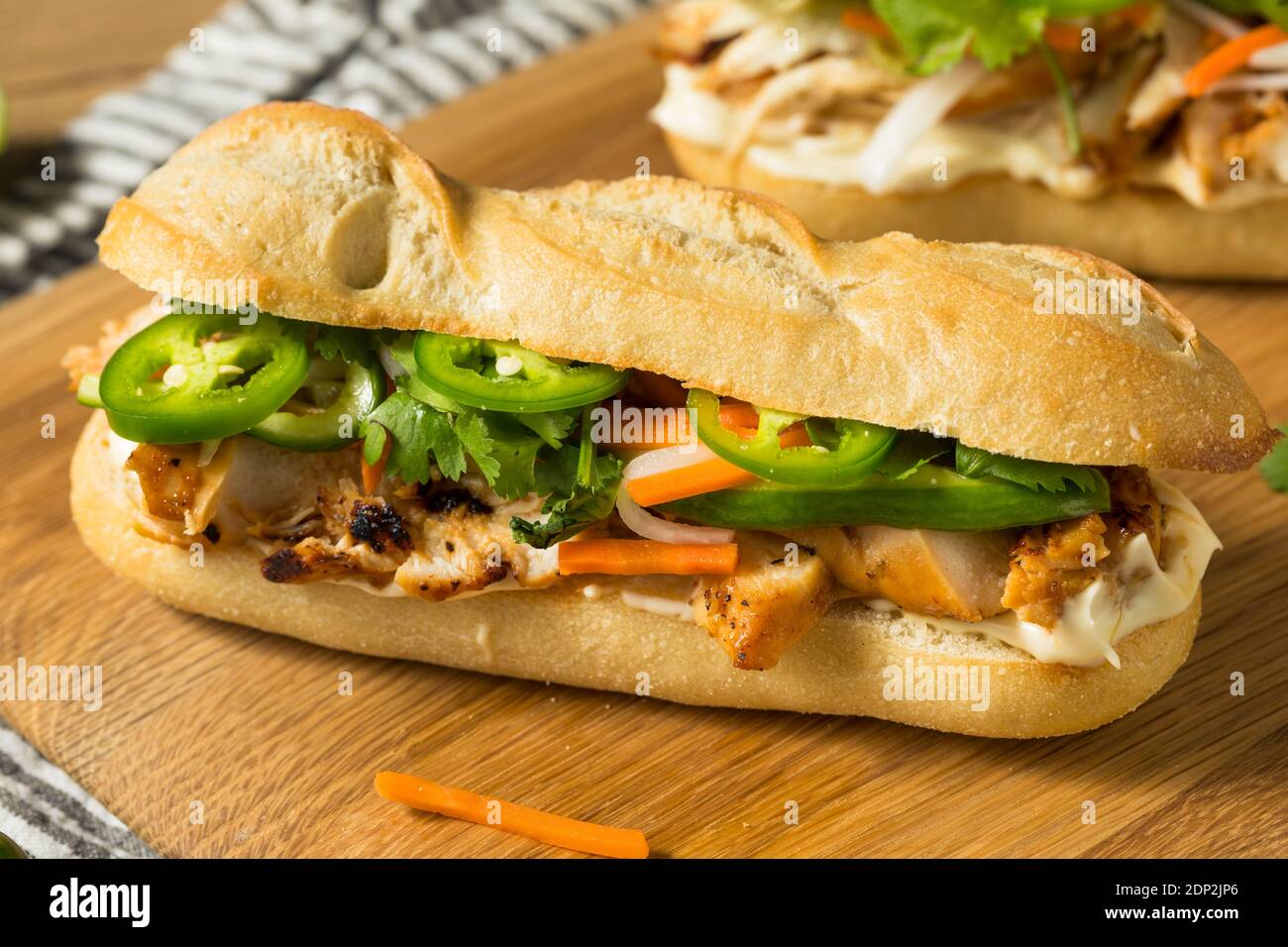 Homemade Vietnamese Banh Mi Sandwich with Pork and Veggies Stock Photo ...
