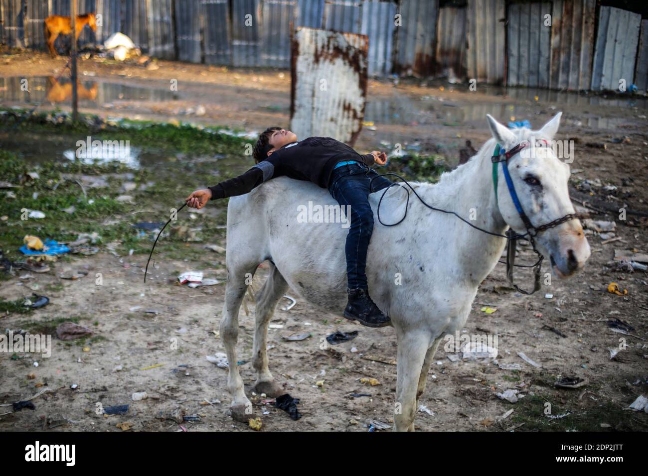 Gaza City, The Gaza Strip, Palestine. 18th Dec, 2020. A Palestinian boy ...