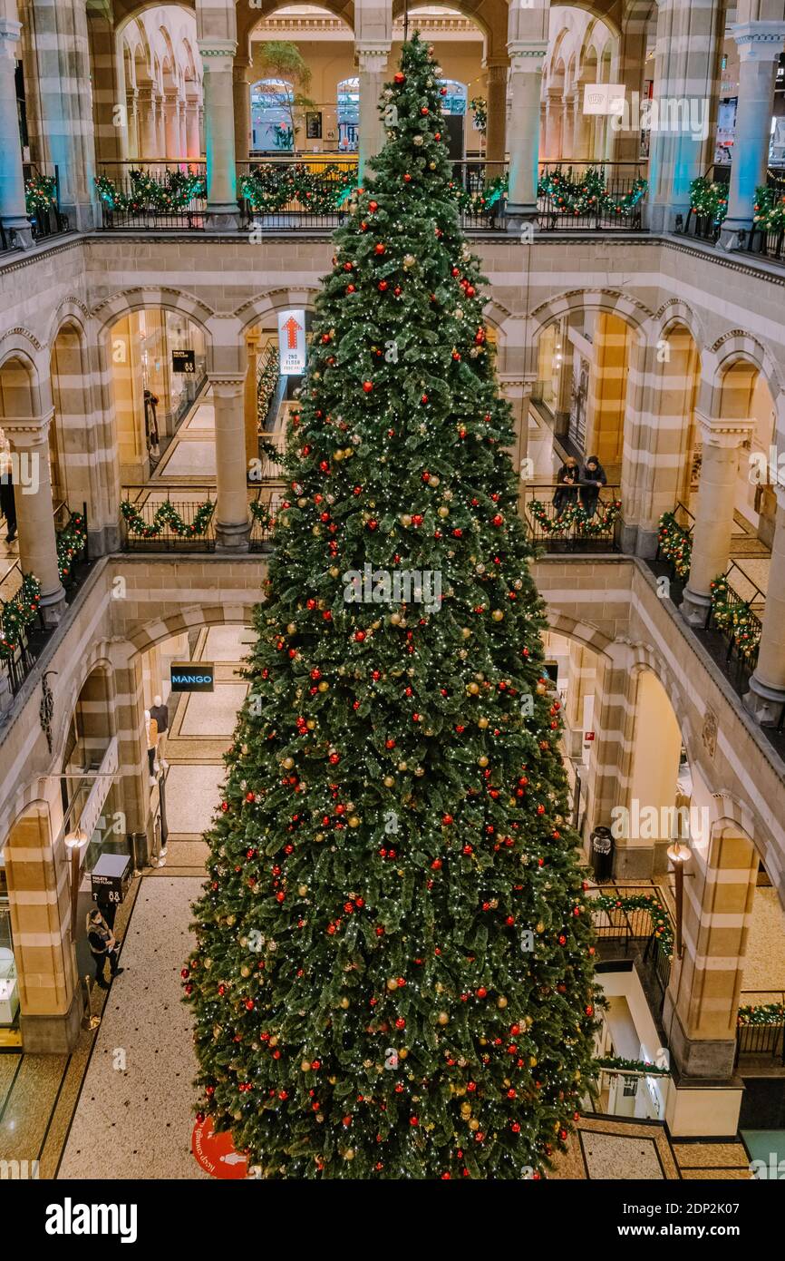 Amsterdam Netherlands December 2020, christmas tree in shopping mall in ...