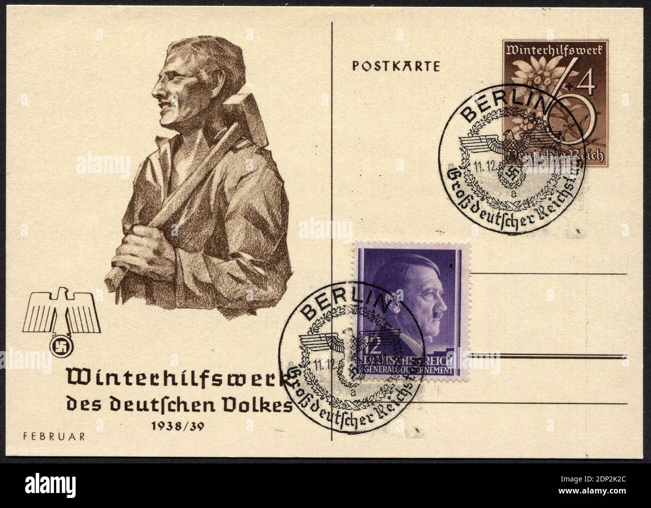 GERMANY - CIRCA 1938: Postacard printed in Germany, issue Winter relief ...