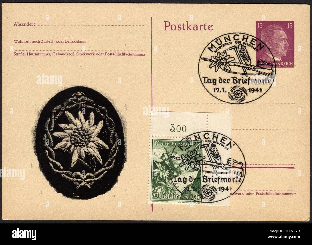 GERMANY - CIRCA 1938: Postcard printed in Germany, issue Winter relief ...