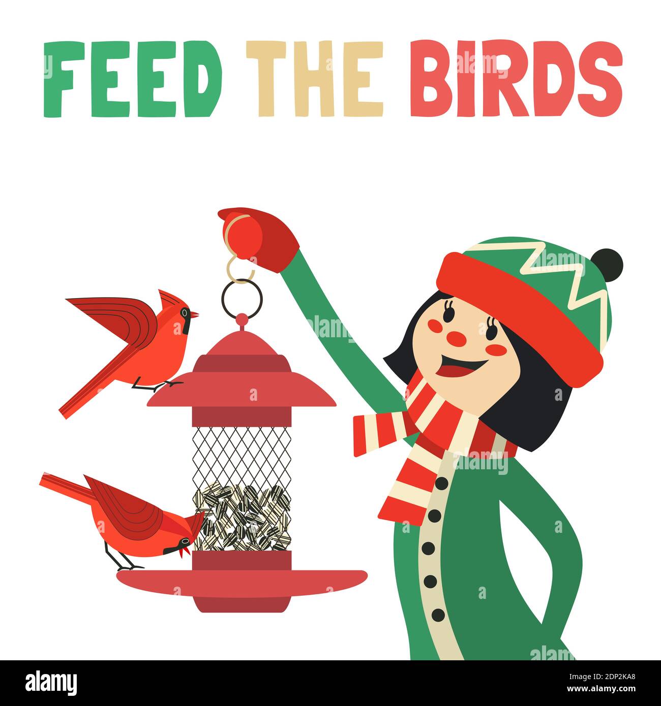 Bird-Feeding flat vector poster Stock Vector Image & Art - Alamy