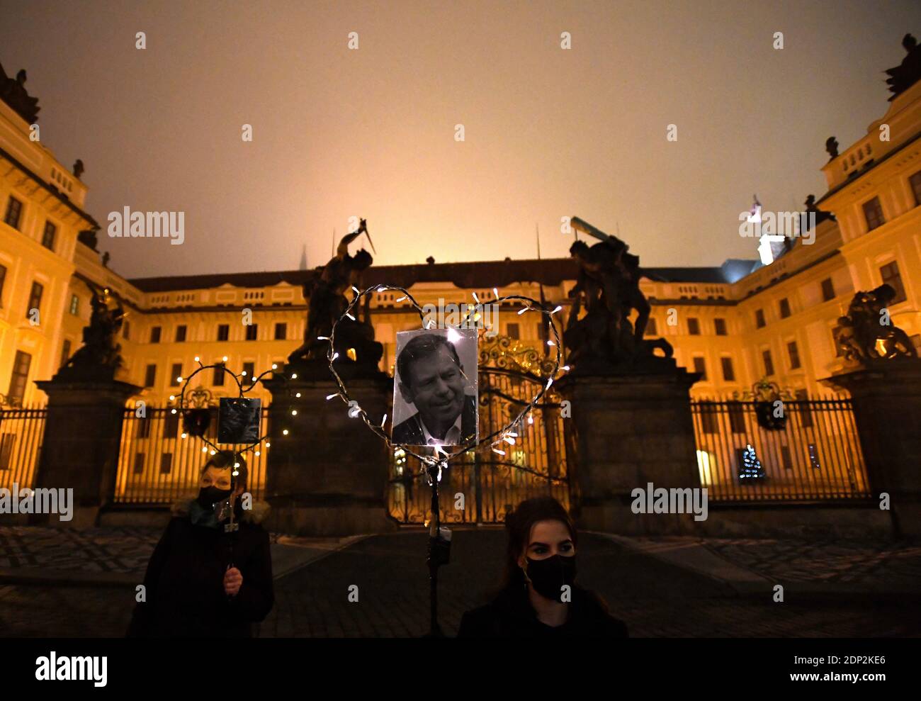 Prague, Czech Republic. 18th Dec, 2020. A march called Heart to Castle ...