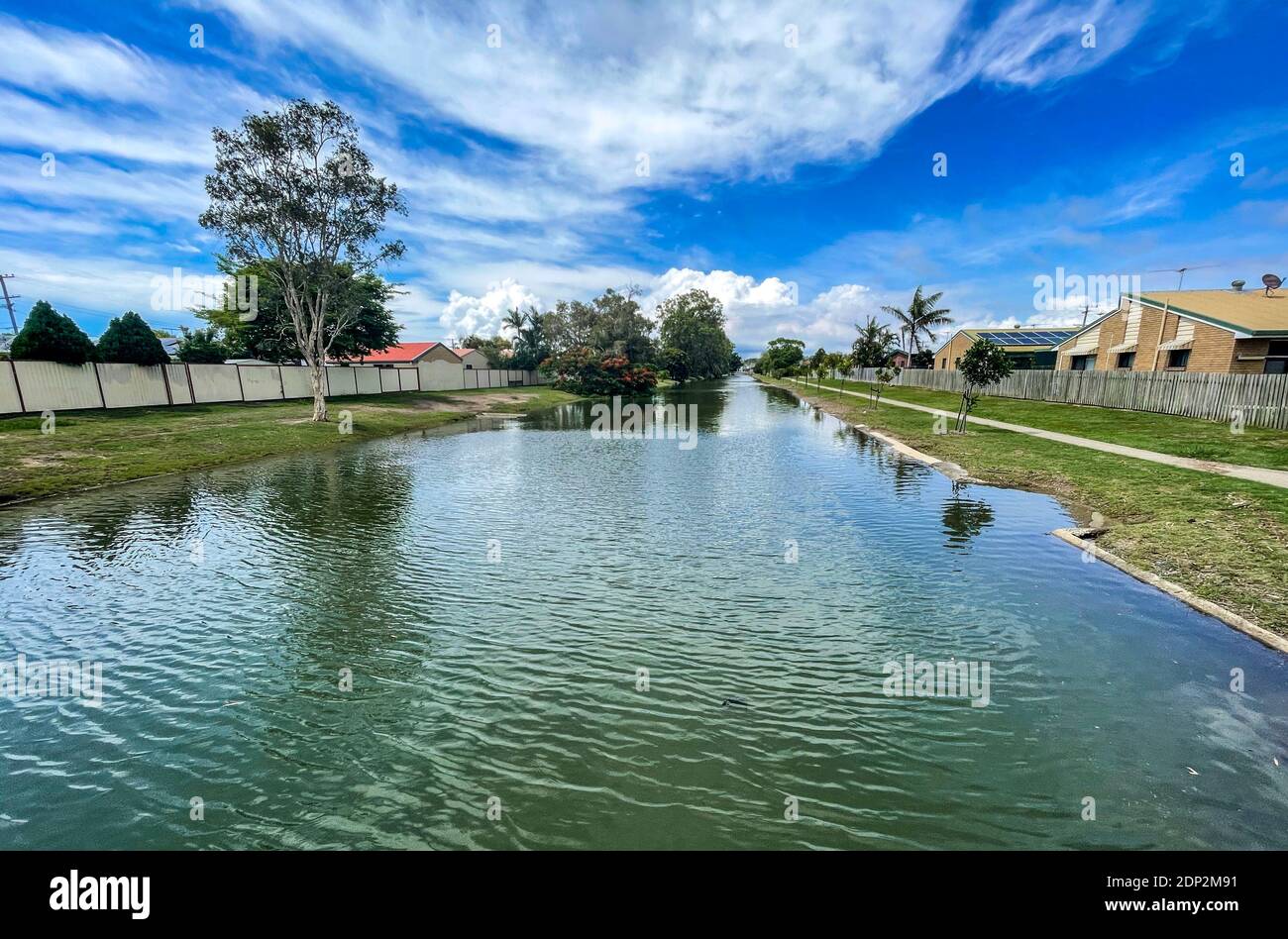 View to the south from Des Webb Bridge over the Walkers Creek Canal in ...