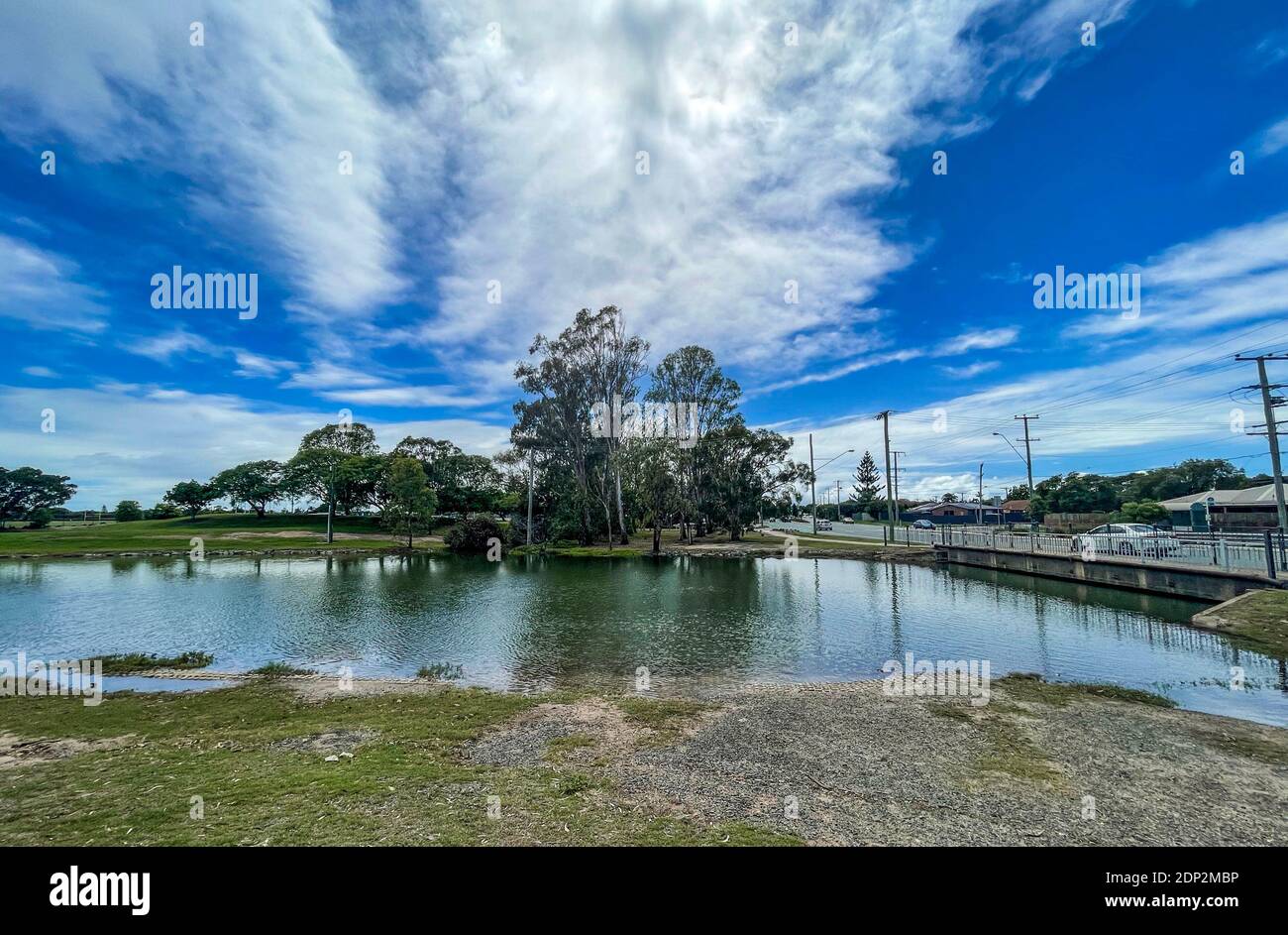 View of the Walkers Creek Canal water almost touching the bottom of the ...