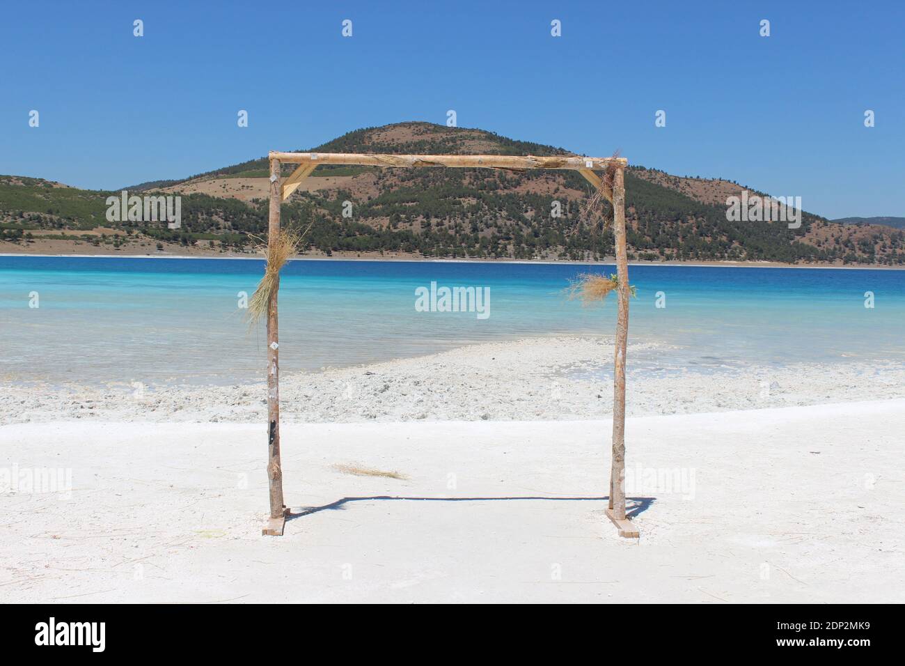Turquoise Salda Lake views with white sand in Burdur Turkey Stock Photo ...