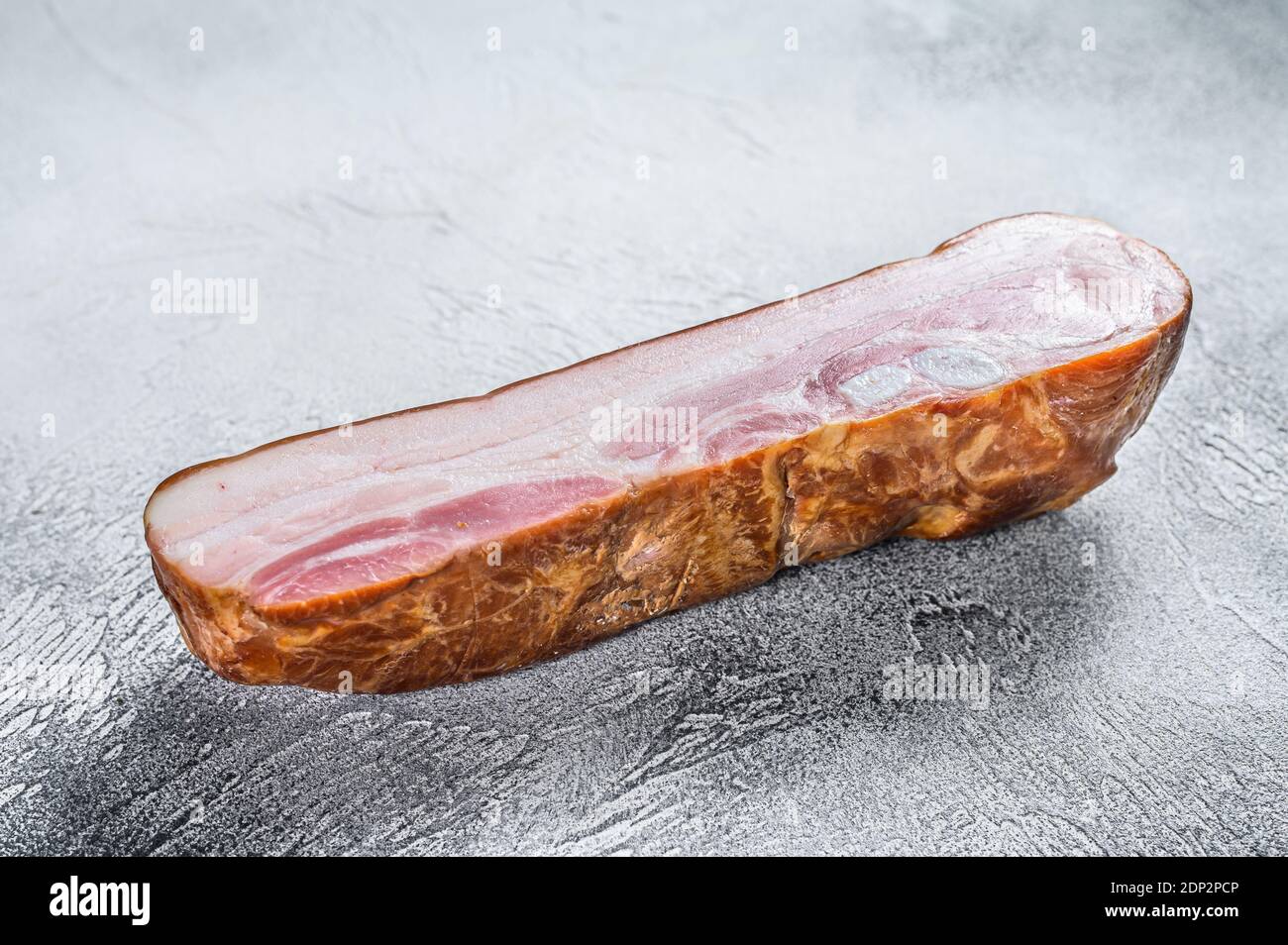 Fresh pork belly bacon block. White background. Top view Stock Photo ...