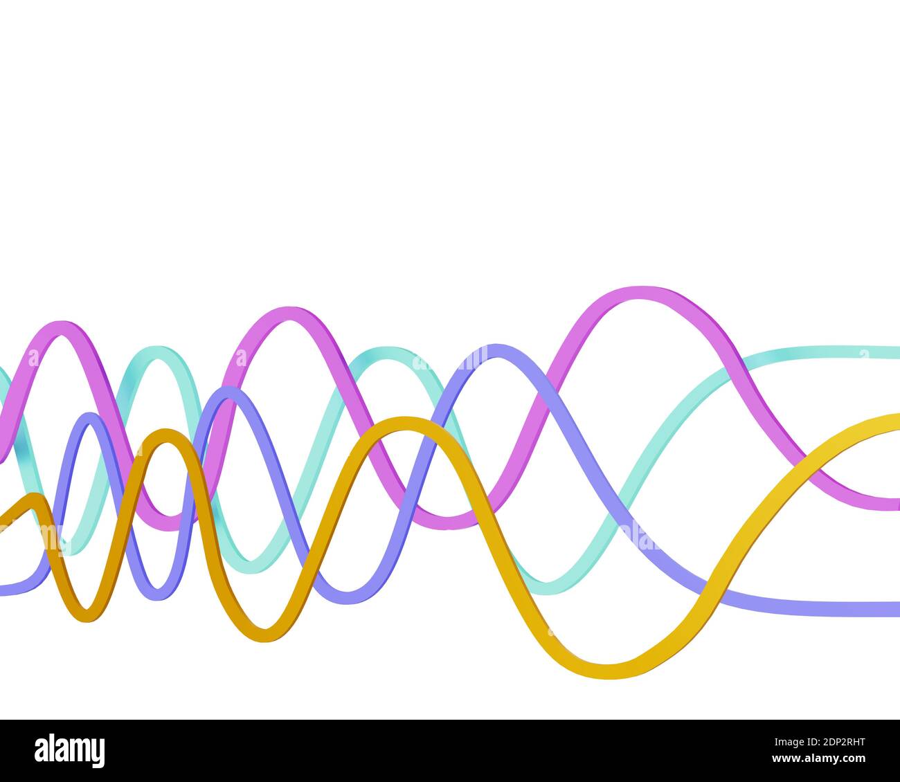 abstract wavy curved lines isolated on white background, 3d ...