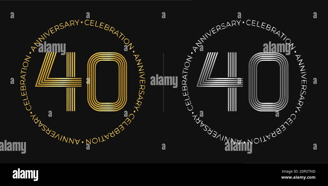 40th birthday. Forty years anniversary celebration banner in golden and ...