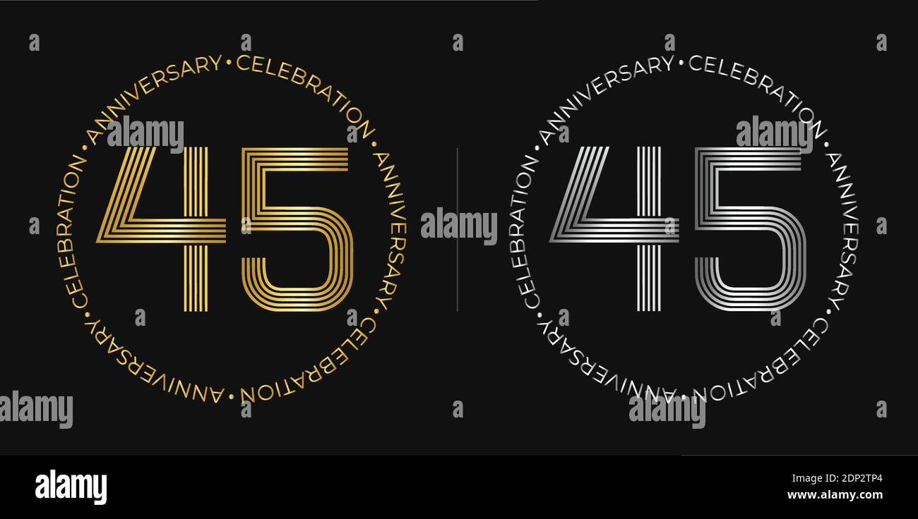 45th birthday. Forty-five years anniversary celebration banner in ...