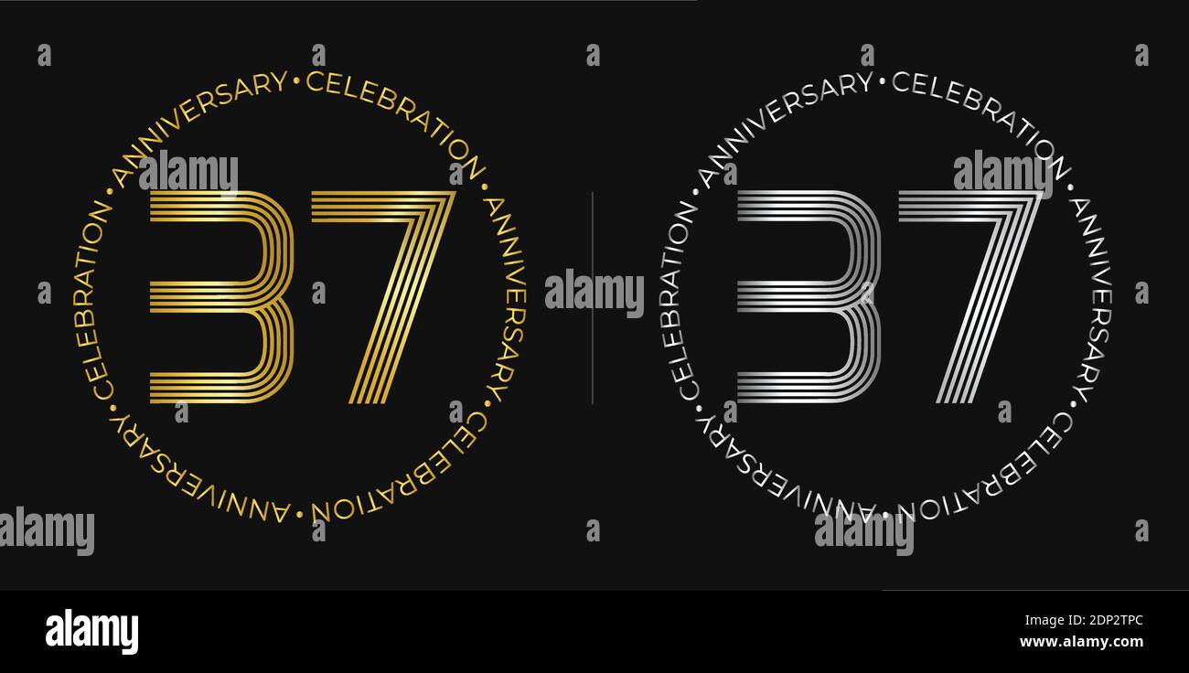 37th birthday. Thirty-seven years anniversary celebration banner in ...
