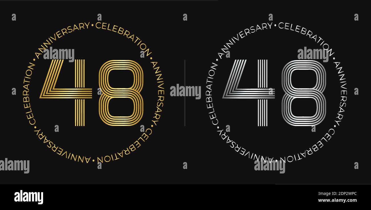 48th birthday. Forty-eight years anniversary celebration banner in ...