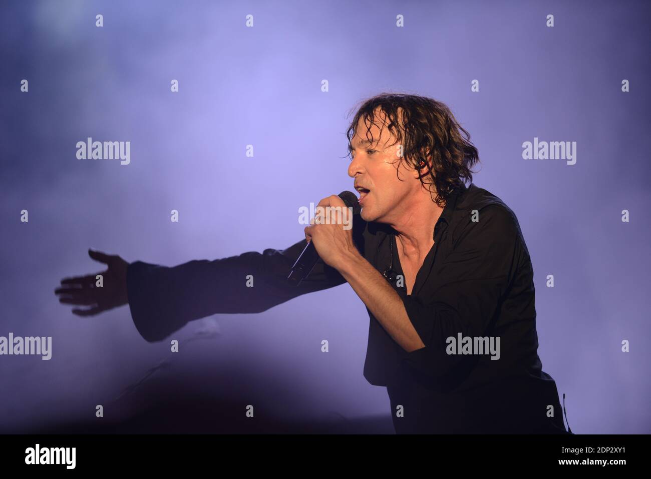 Singer Cali performs on stage ahead of the 83rd Le Mans 24 hours ...