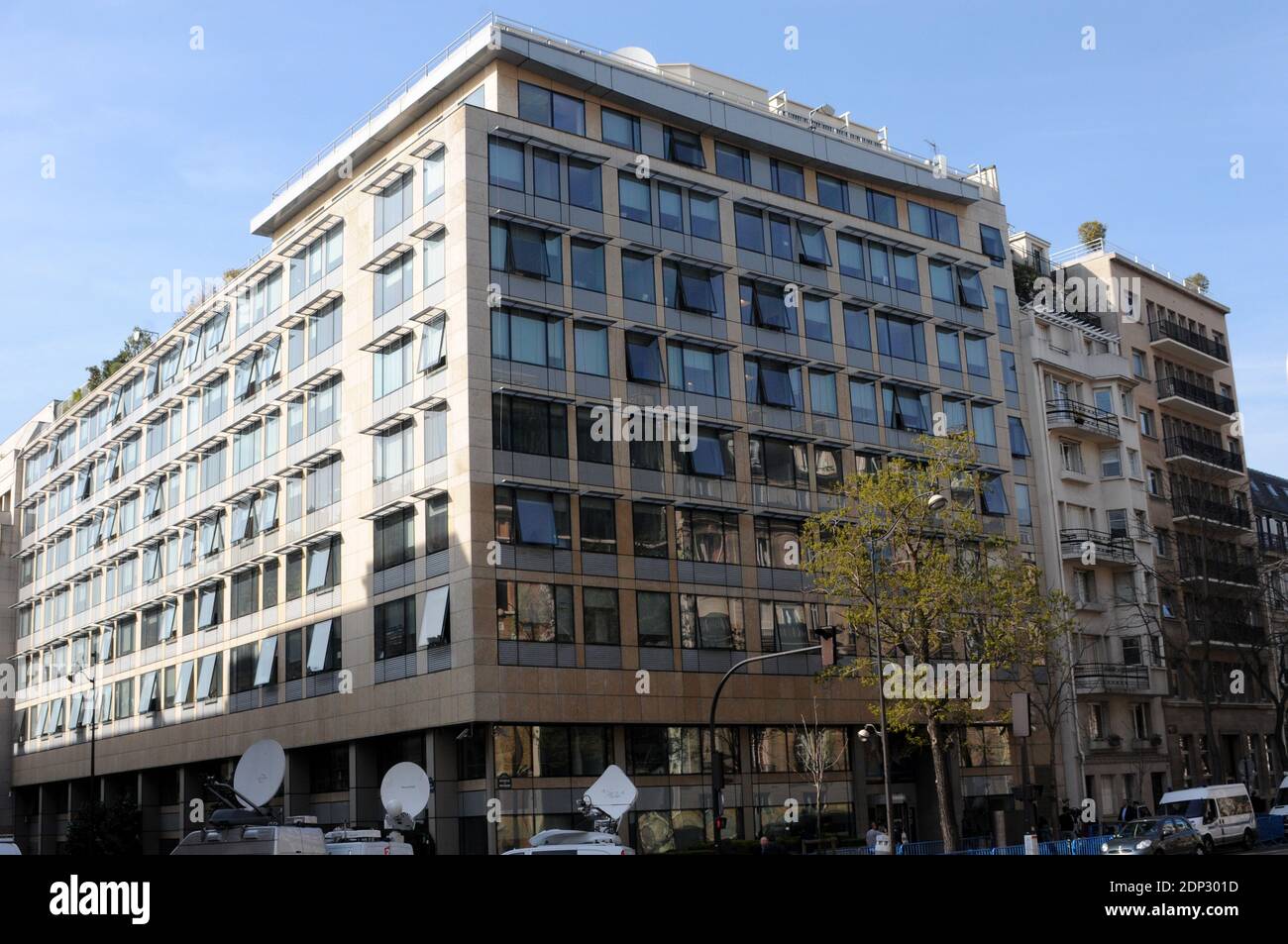 An outside view of building of TV5Monde after the cyber attack in Paris ...