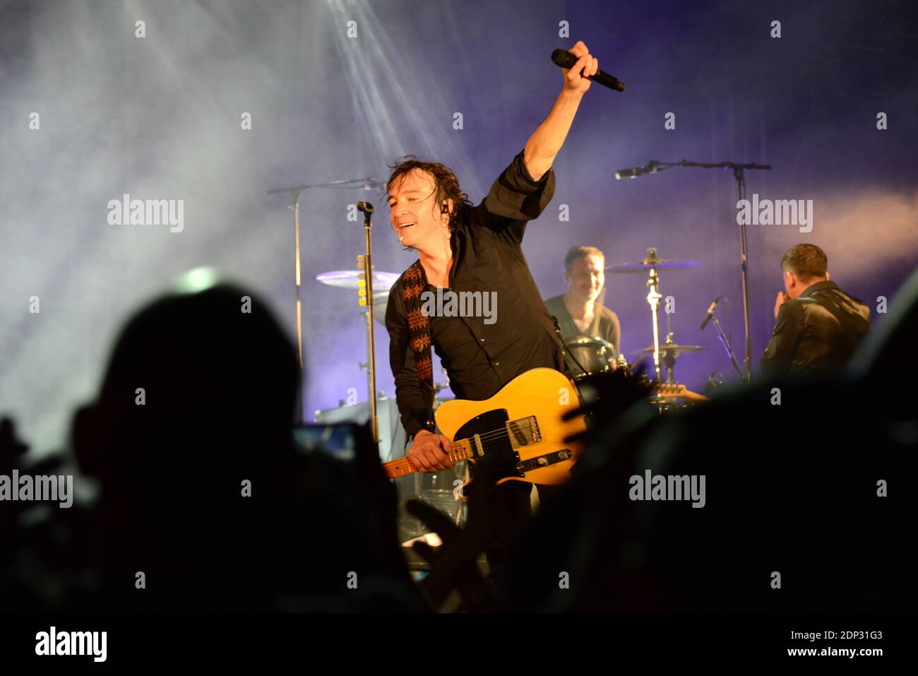 Singer Cali performs on stage ahead of the 83rd Le Mans 24 hours ...