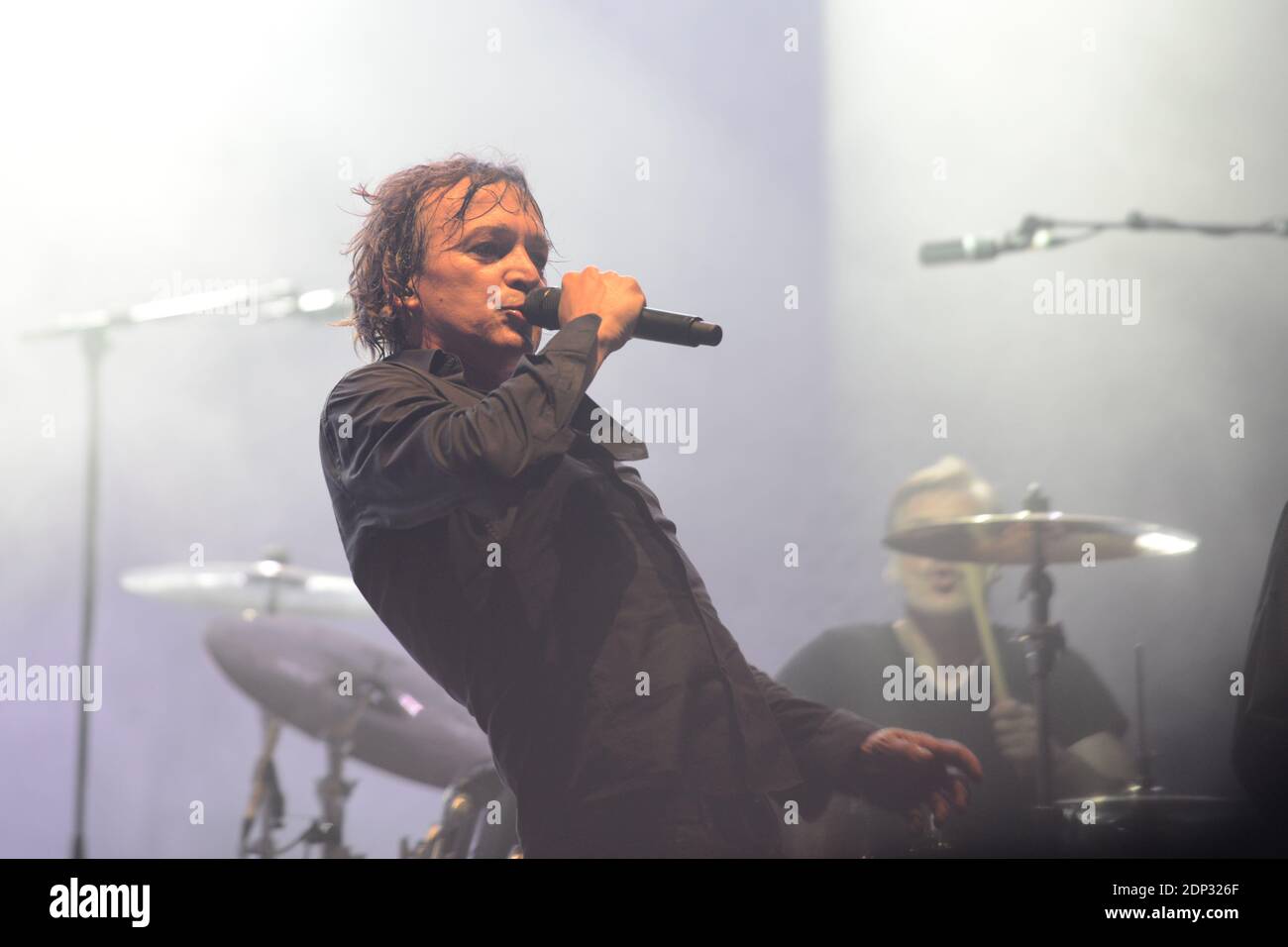 Singer Cali performs on stage ahead of the 83rd Le Mans 24 hours ...