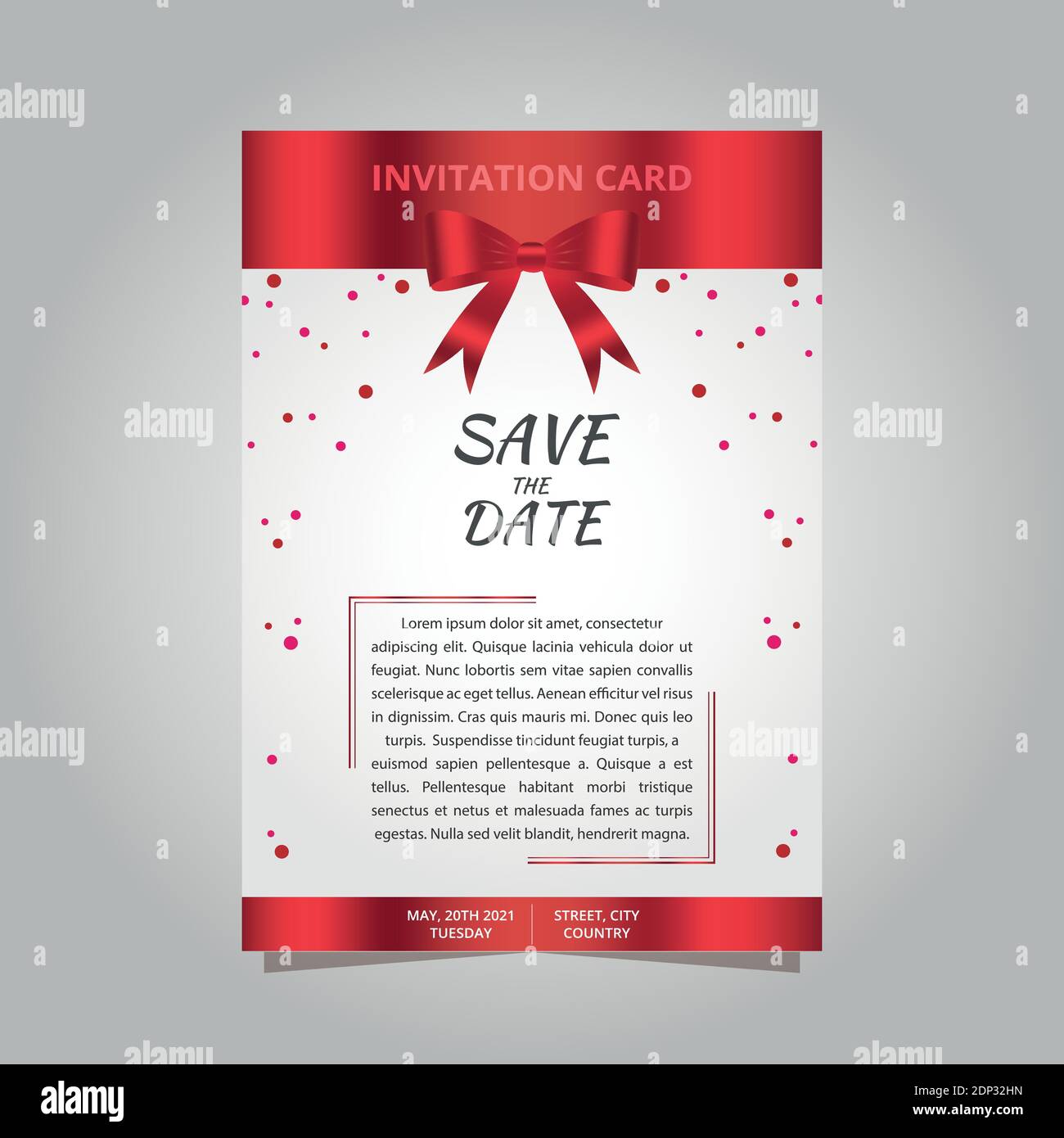 Modern red and white invitation card. Red invitational card Stock ...