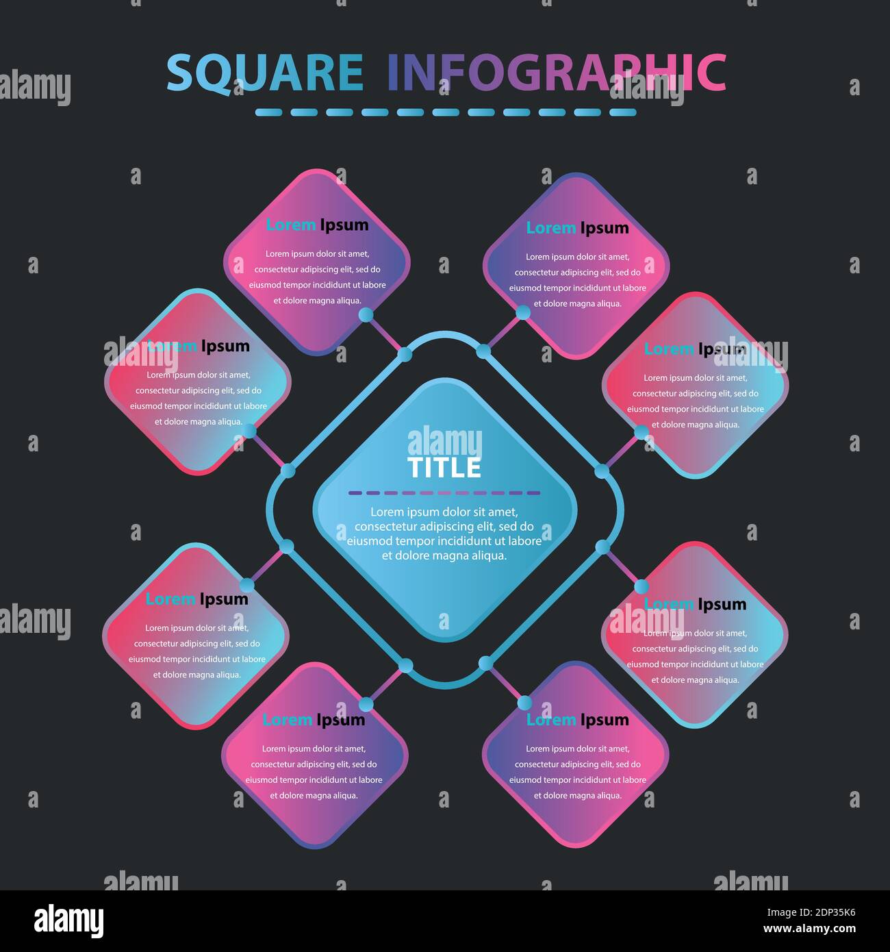Modern square infographic. Eight square infigrqphics elements for ...