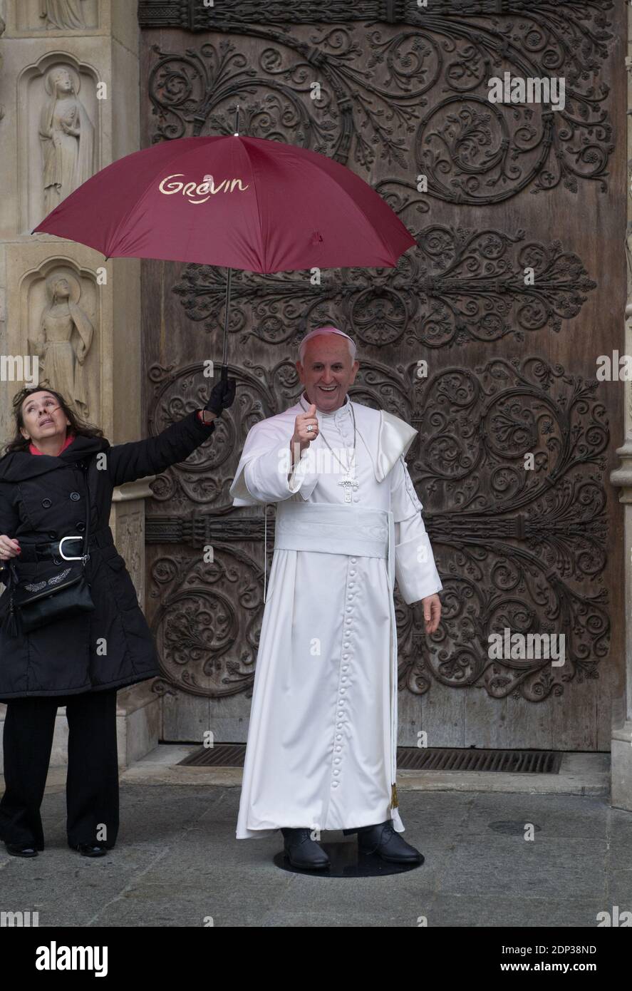 The life-size wax figure model of Pope Francis is presented by the ...