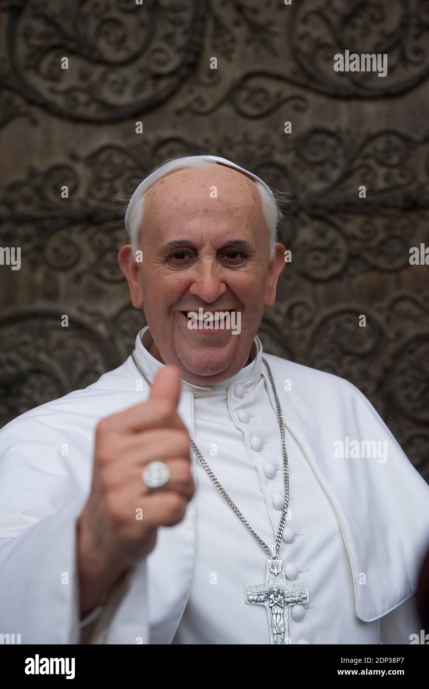 The life-size wax figure model of Pope Francis is presented by the ...