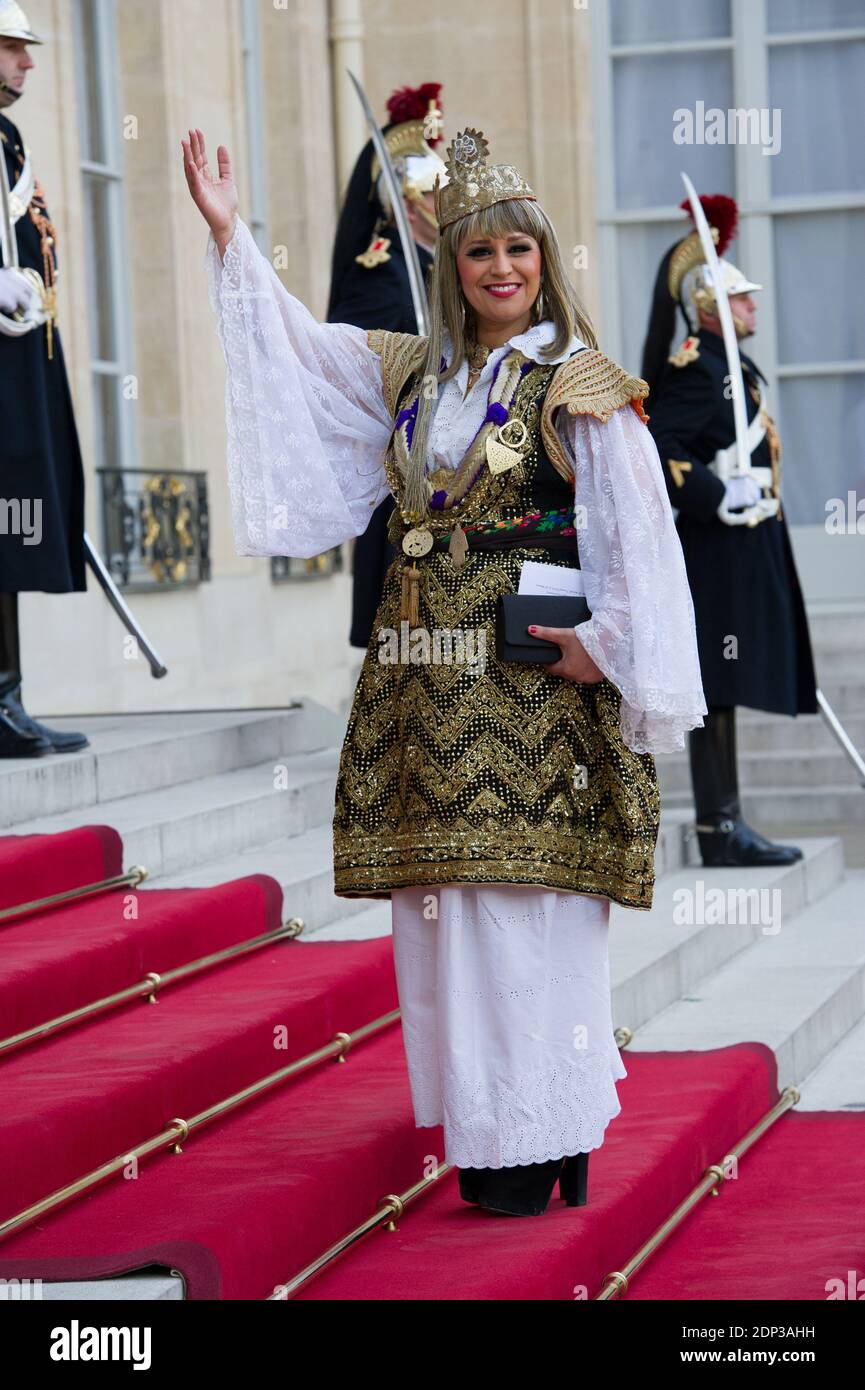 French Singer Laam arrives for a state dinner in honor of the Tunisian President on April 7 ...