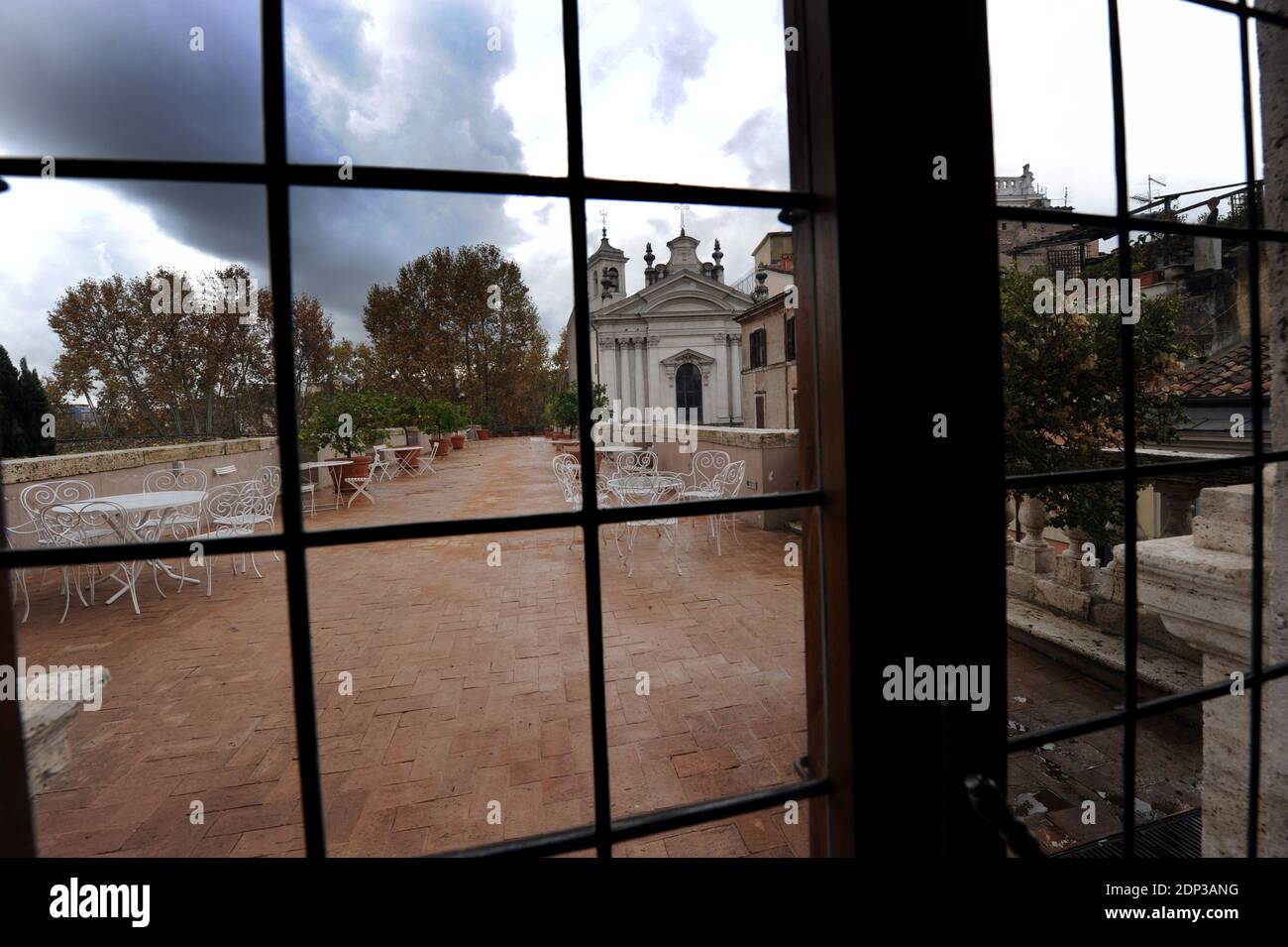 A view of the terrace of Palazzo Farnese in Rome, Italy on december 12 ...