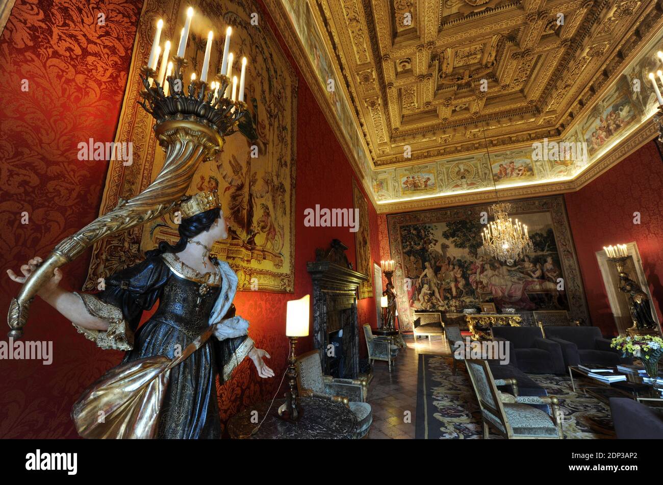 A view of the red lounge also called the lounge of the philosophs at ...