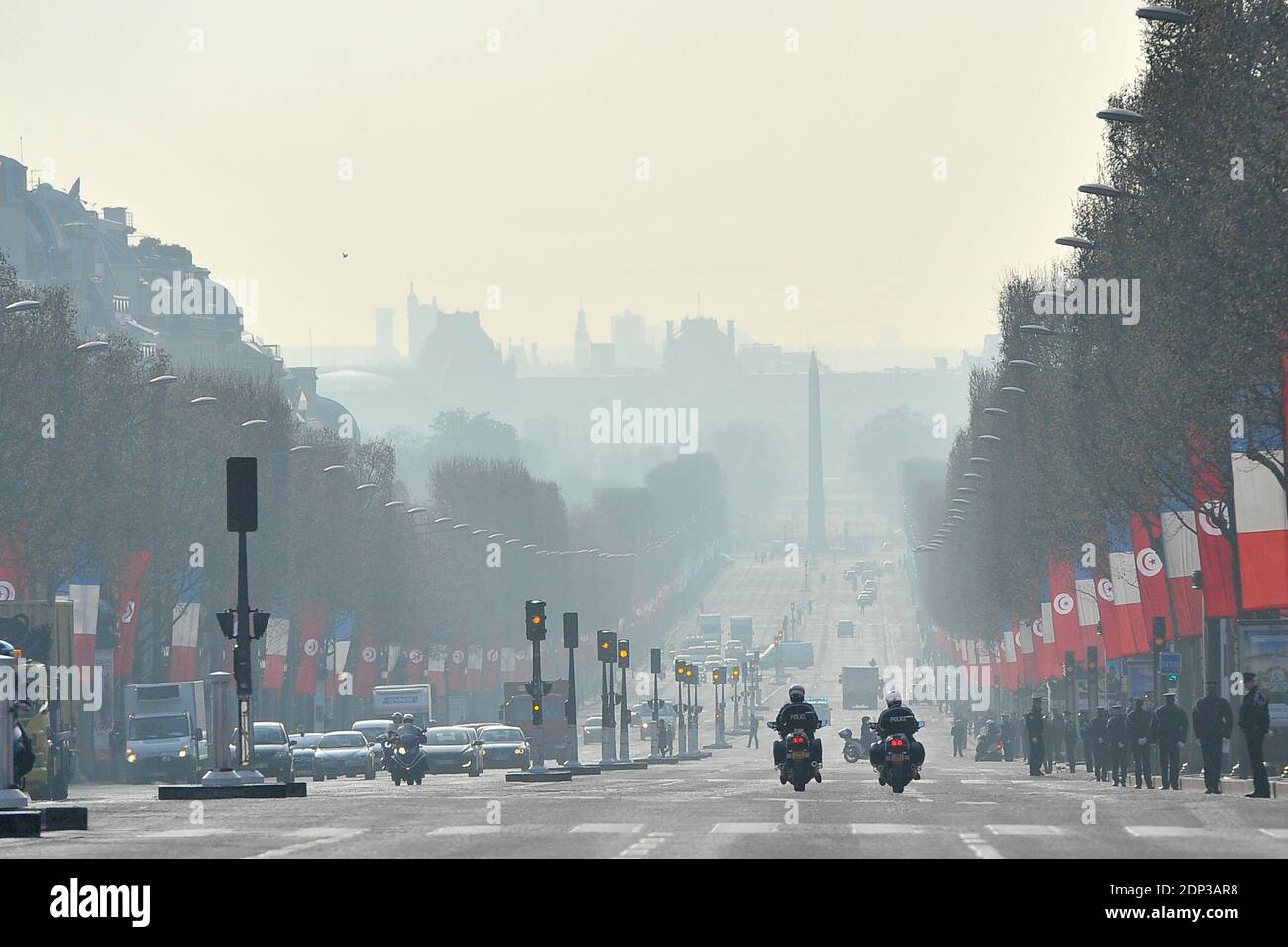 High levels of air pollution in Paris, France on April 8, 2015. Photo ...