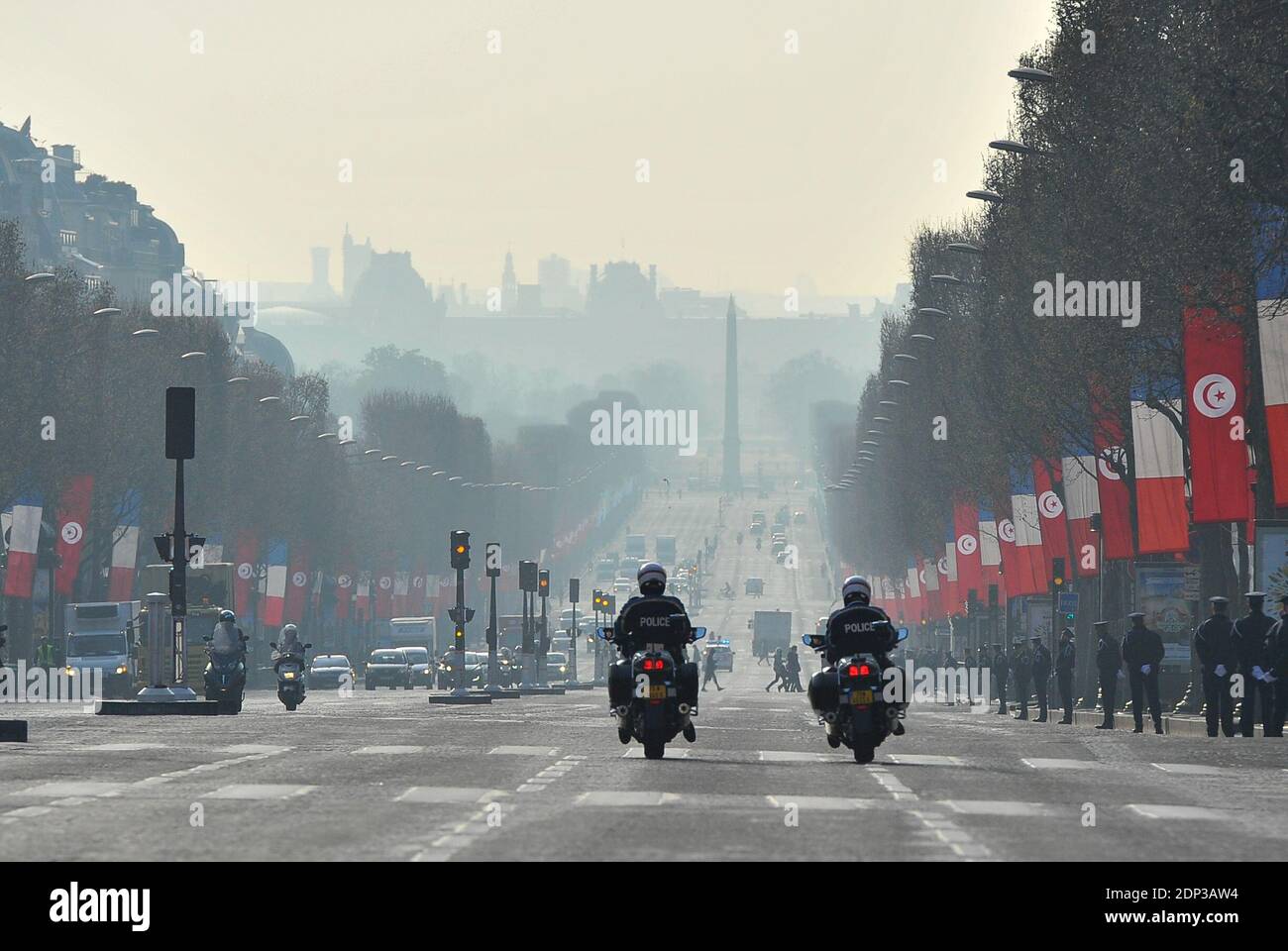 High levels of air pollution in Paris, France on April 8, 2015. Photo ...