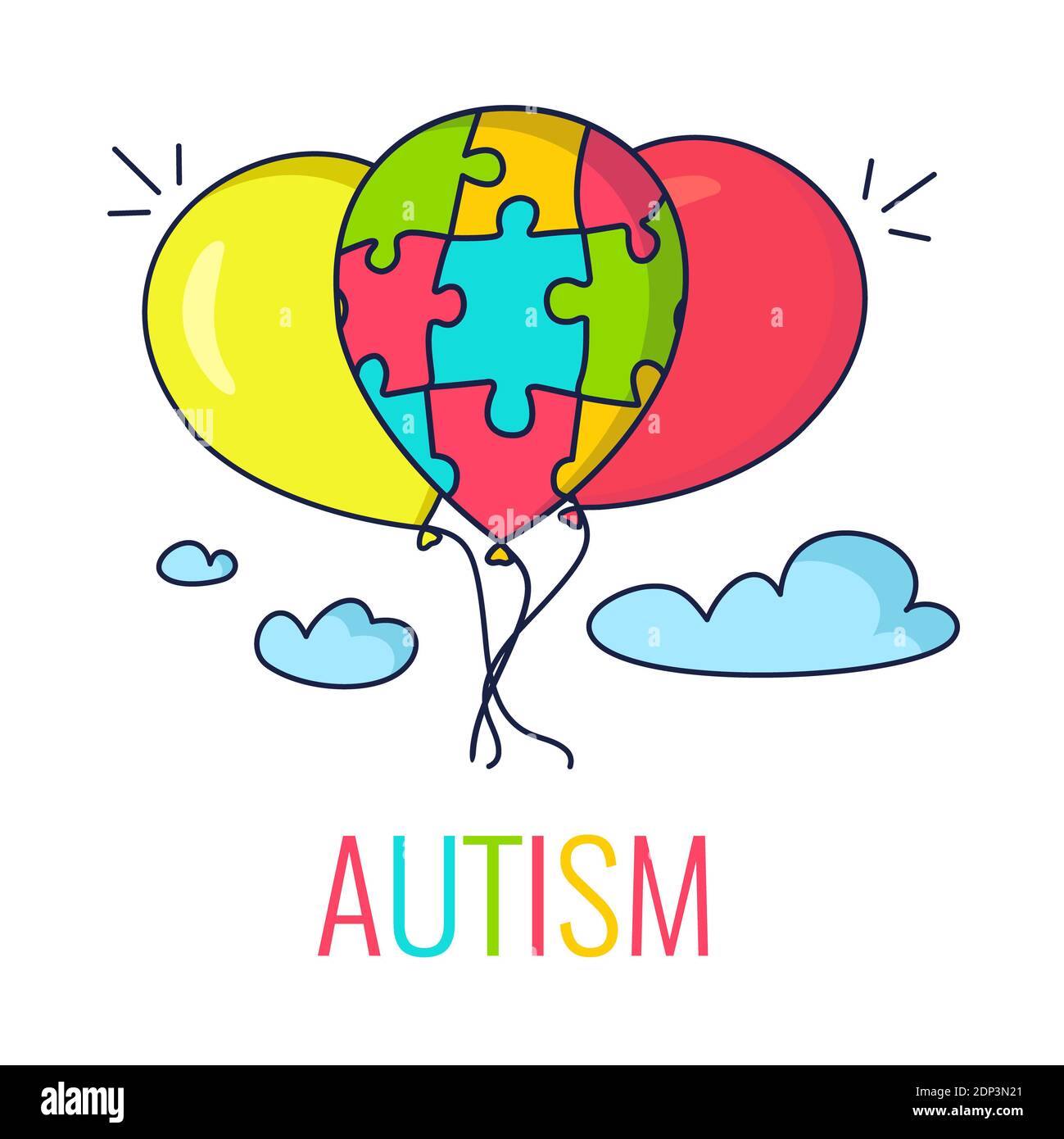Autism awareness balloon, conceptual illustration. Balloon made of ...