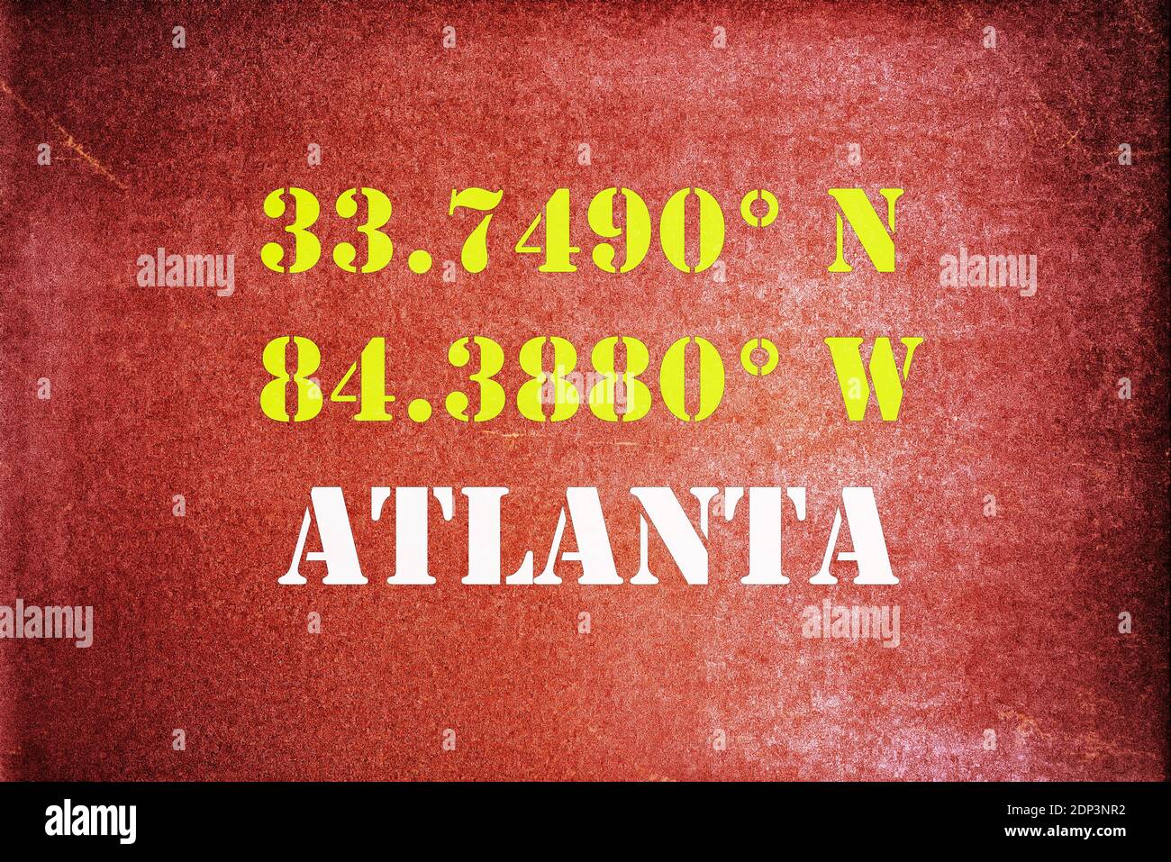 GPS coordinates for Atlanta Georgia with a vintage/retro typography ...