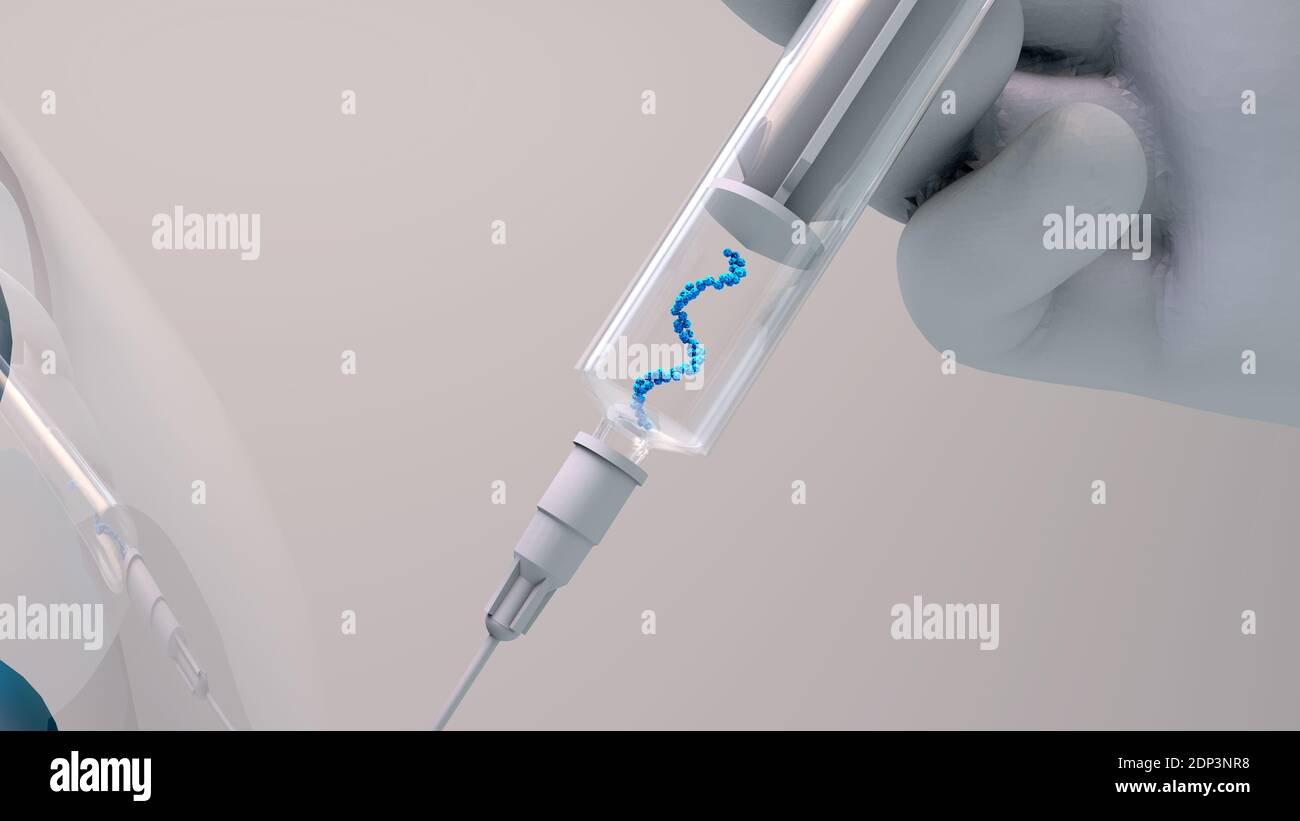 RNA vaccine, conceptual illustration. Close-up of a molecule of RNA ...