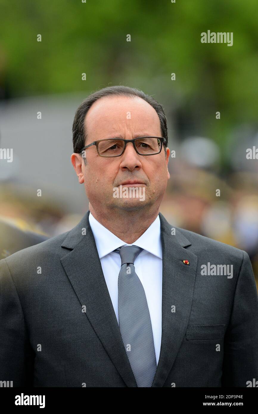 French President Francois Hollande at the Arc de Triomphe, as part of a ...