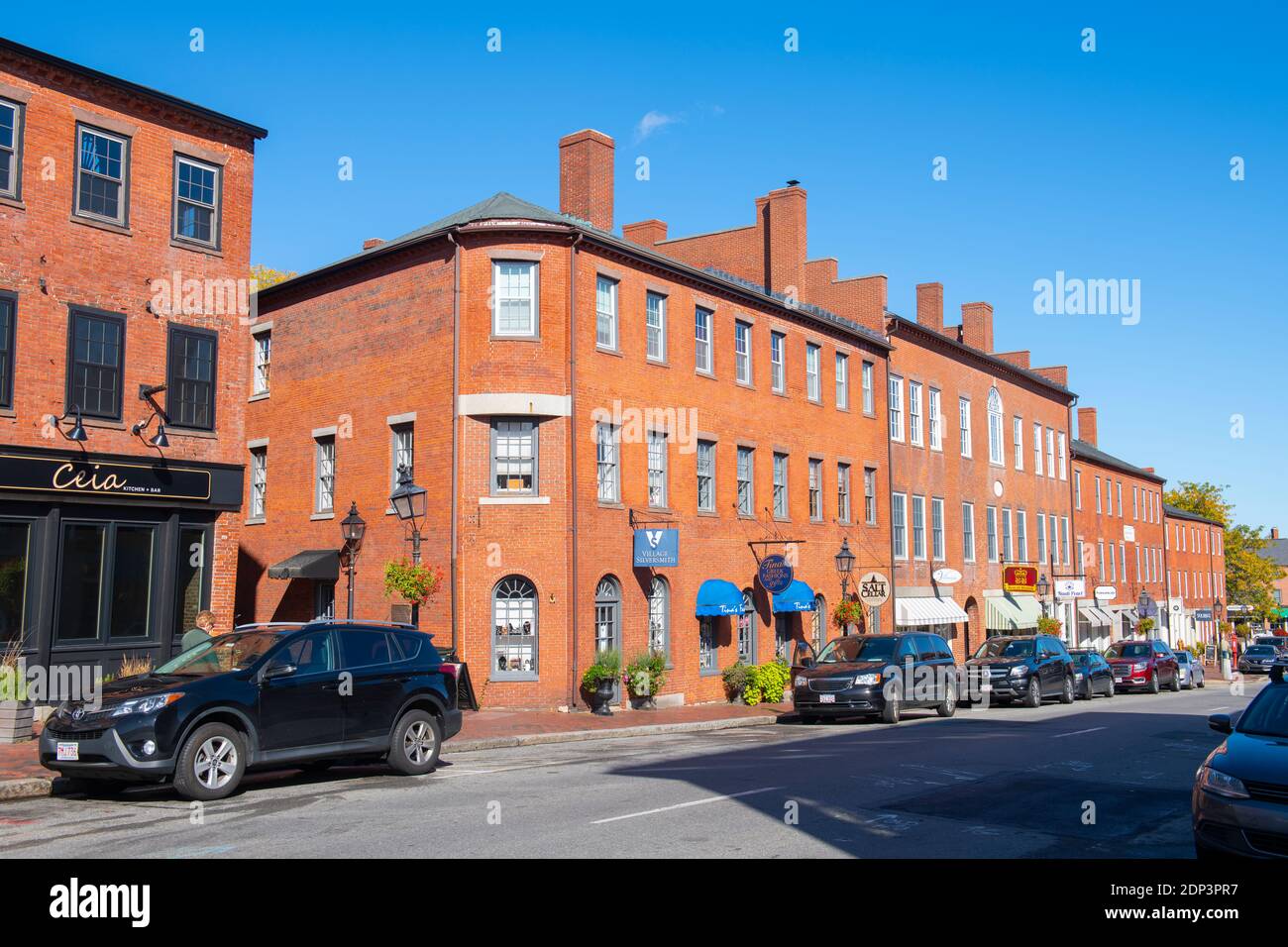Historic buildings at State Street in downtown Newburyport ...