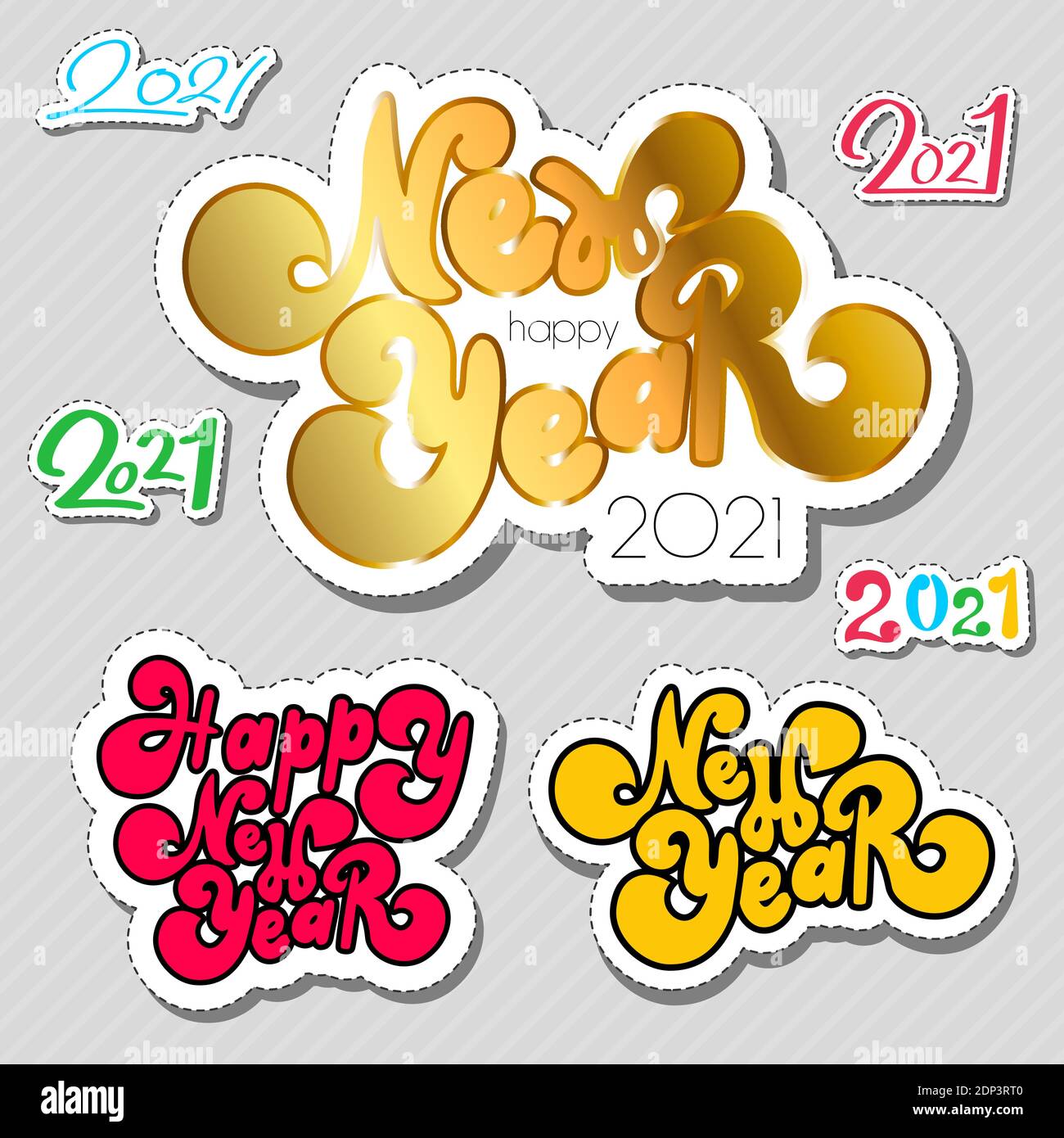 stickers happy new year 2021 snow background Stock Vector Image & Art ...