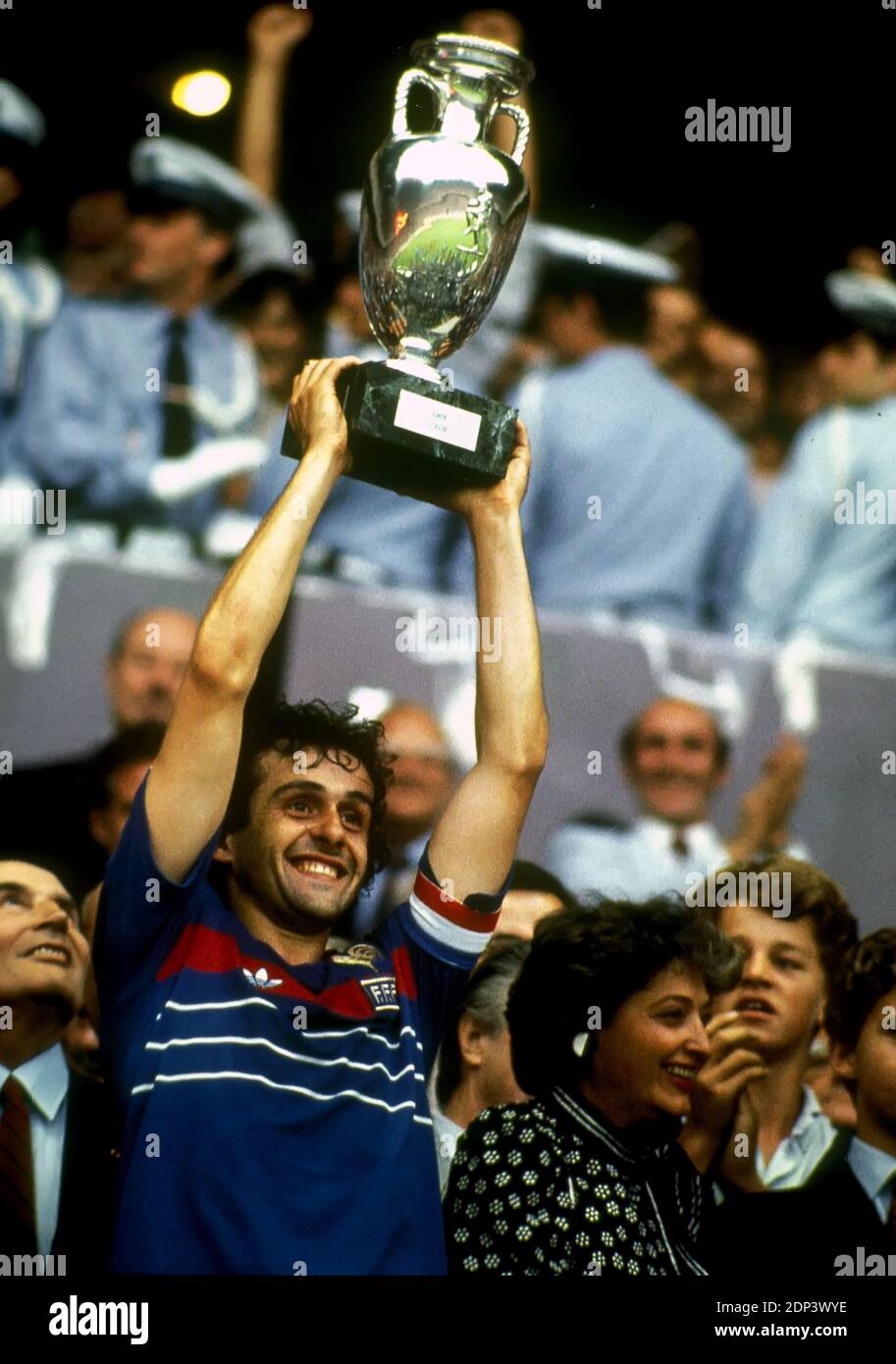 France's Michel Platini with the Cup during the Final of the UEFA EURO ...